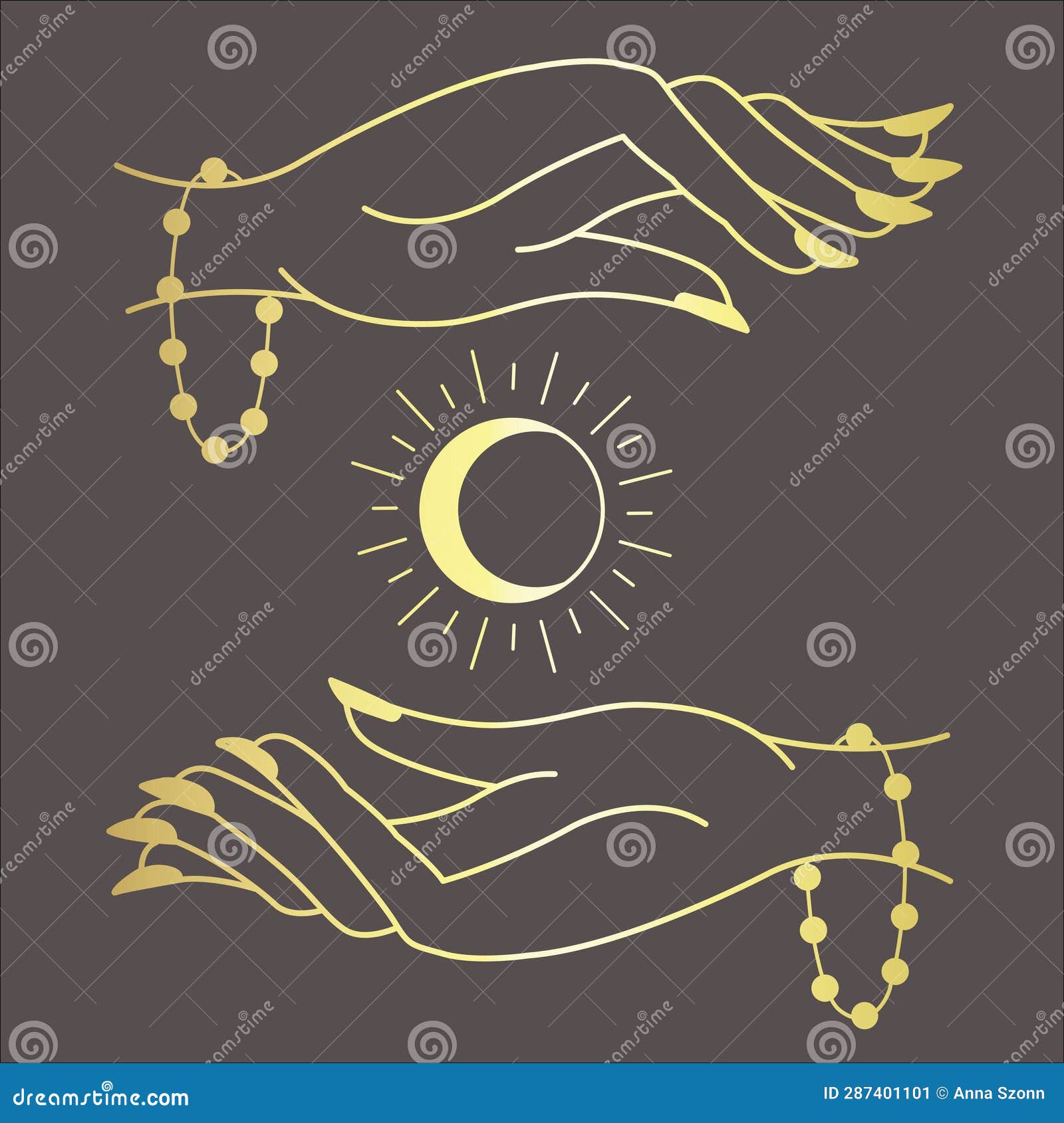 Line Art Design with Witch Hands on the Dark Background. Stock ...