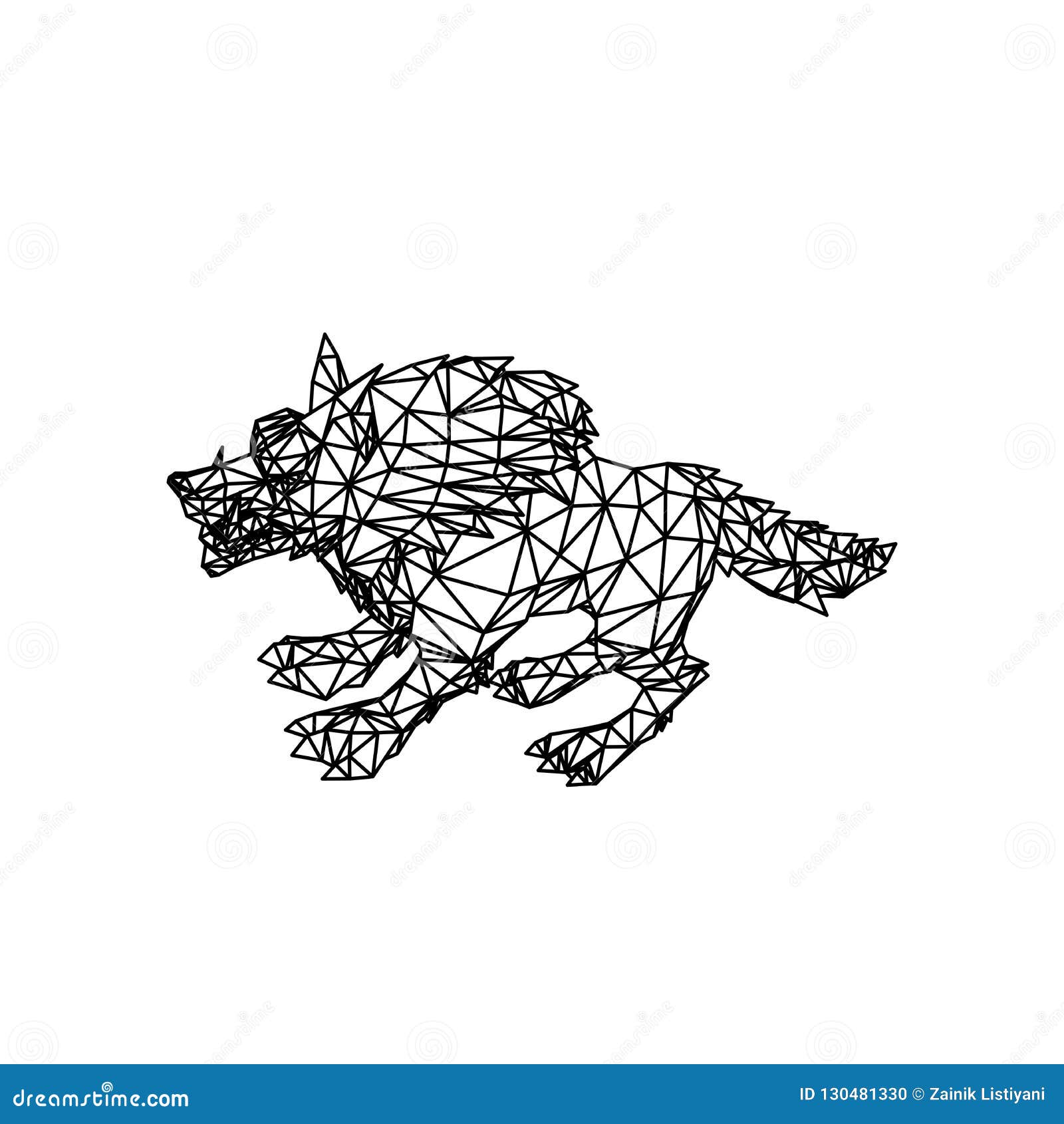 Line Art Design of Wolf Low Poly Stock Vector - Illustration of print ...