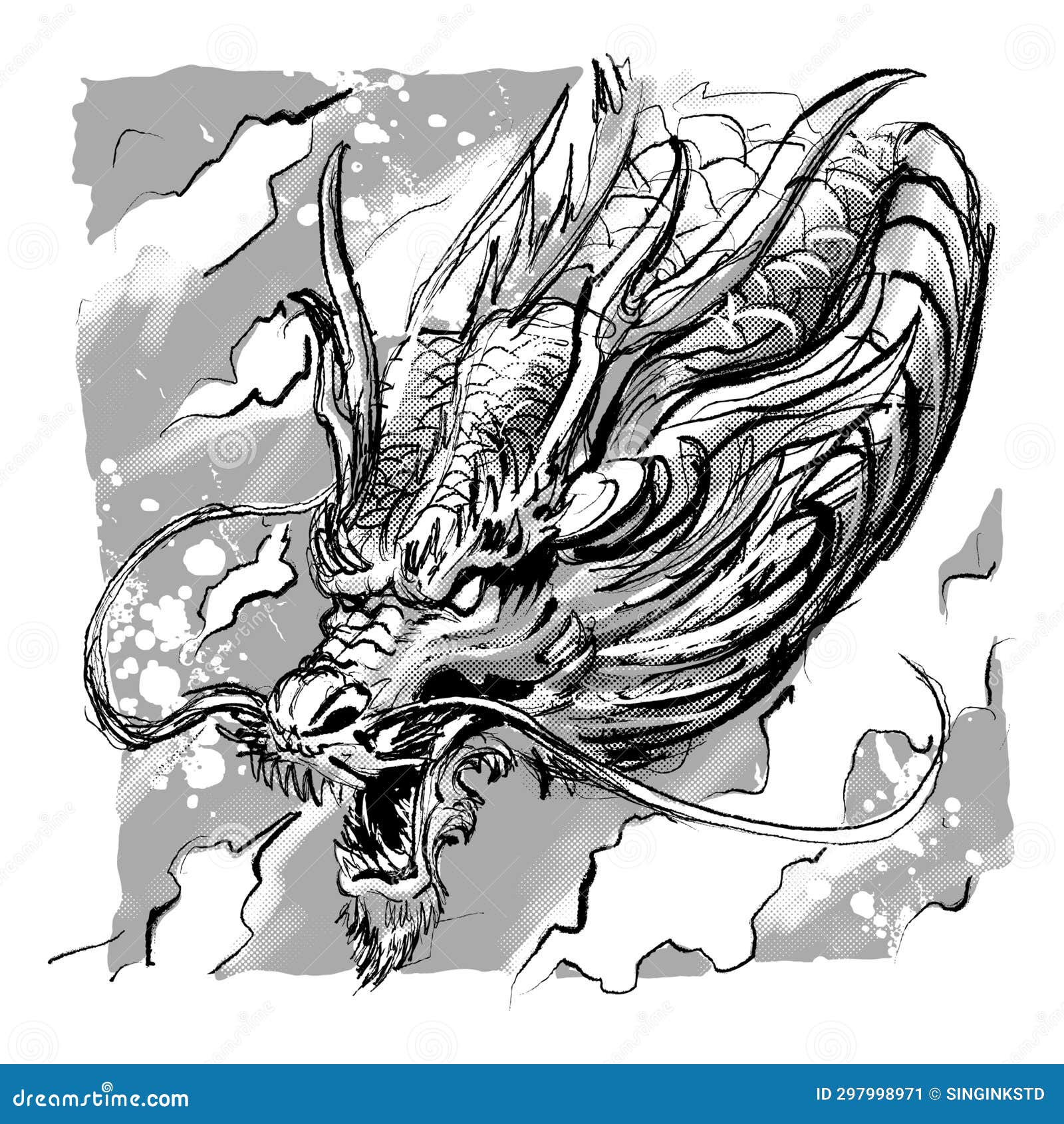 The Line Art Dragon Illustration Vector Stock Illustration ...