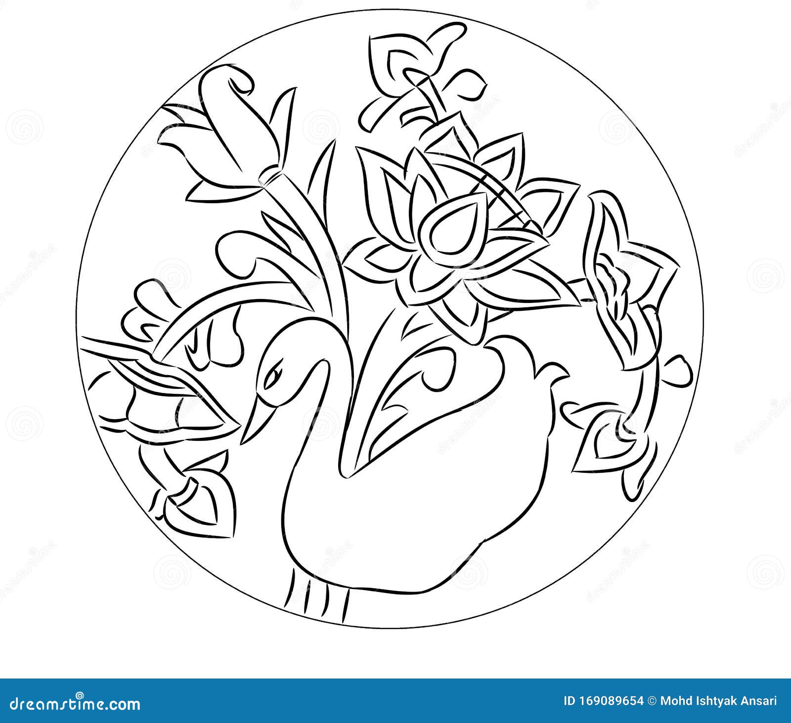 Line Art Drawing in a Circle Stock Illustration - Illustration of ...