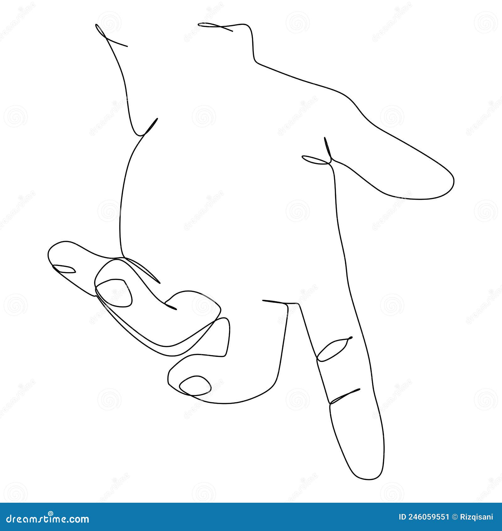 Line art drawing of hand stock vector. Illustration of finger - 246059551