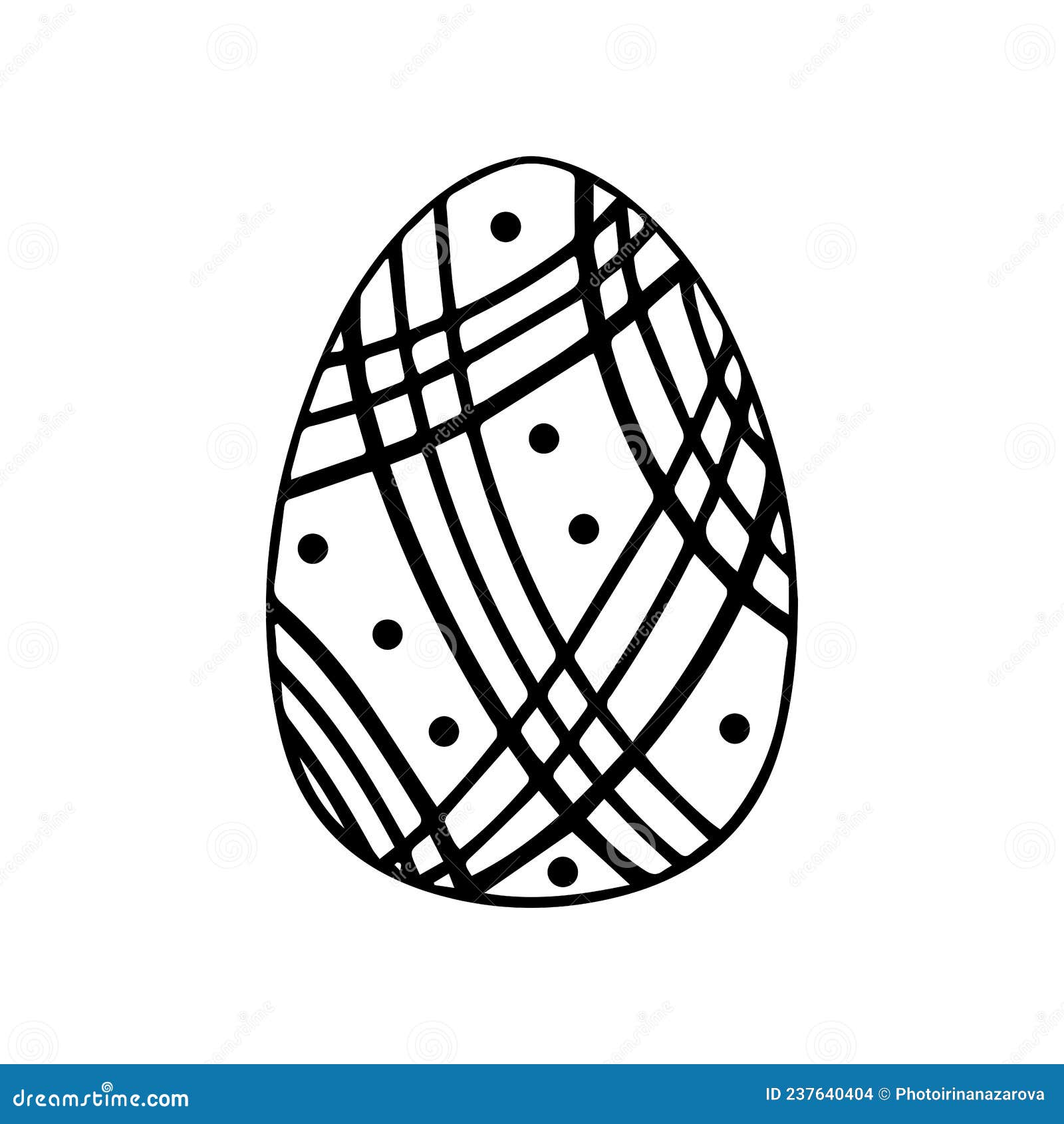 Line Art Easter Doodle Egg for Decorative Design. Stock Vector ...