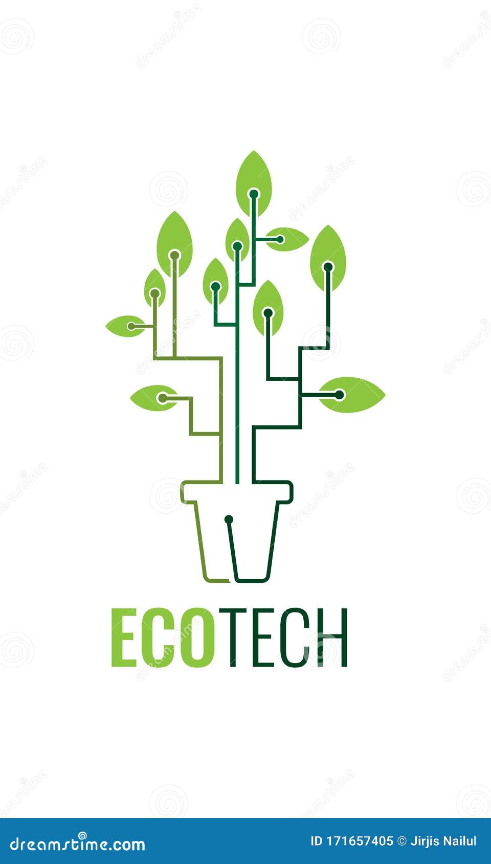 Line Art Eco Technology Logo Vector Design Stock Vector - Illustration ...