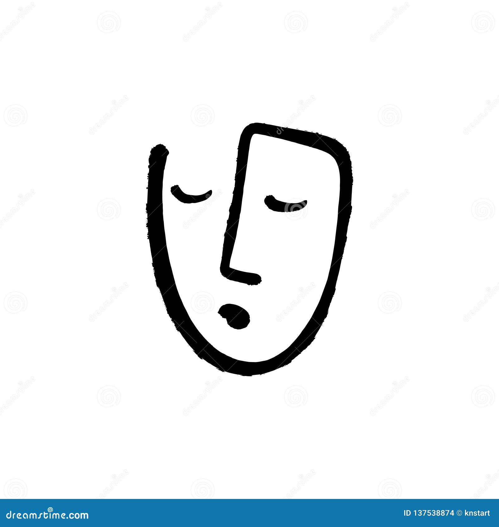 Abstract Continuous One Line Drawing Human Face Vector Illustration