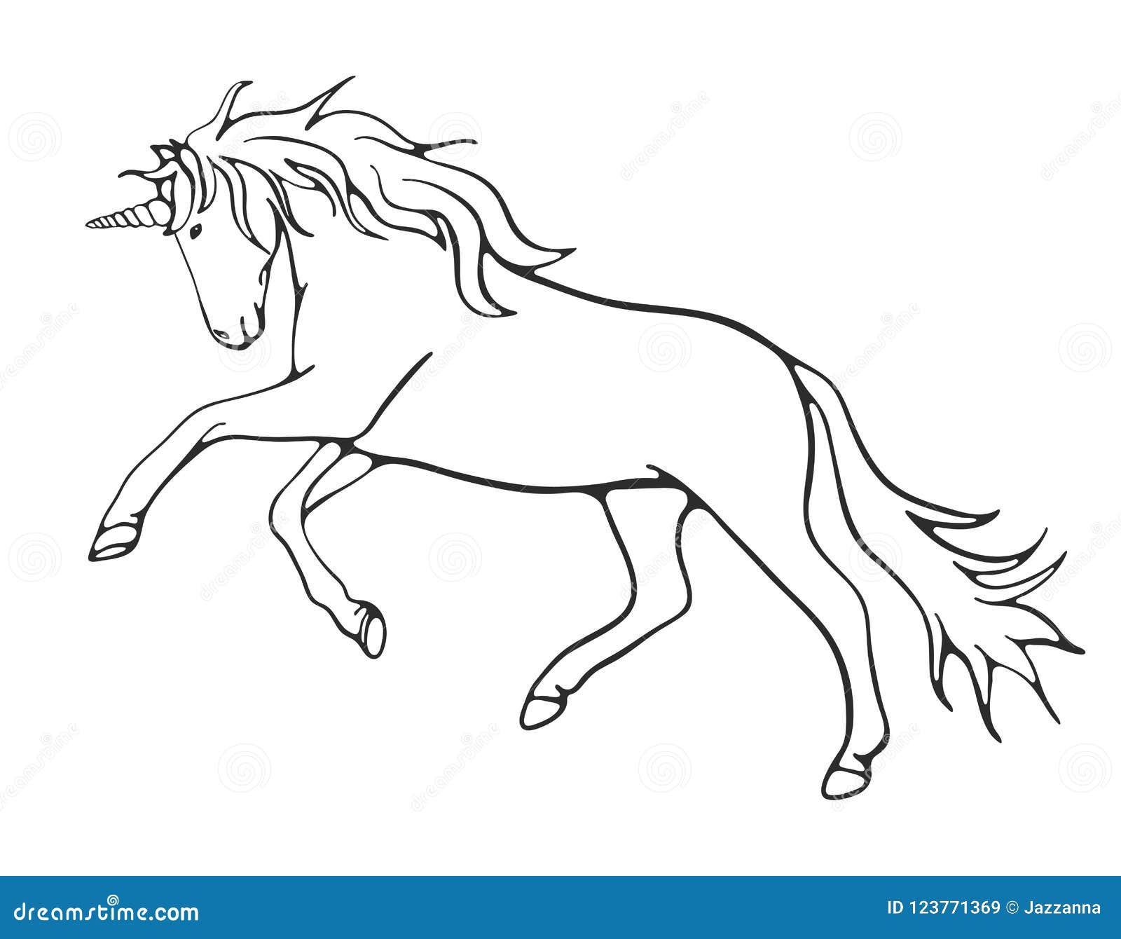 Line art unicorn stock vector. Illustration of drawing - 123771369