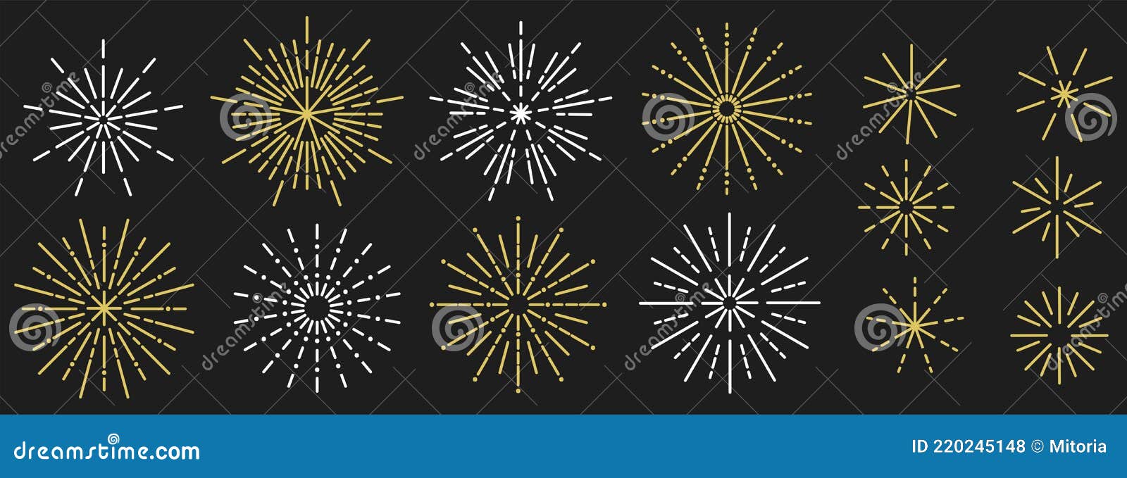 Line Art Fireworks Vector Illustration. Flat Style Stock Vector ...