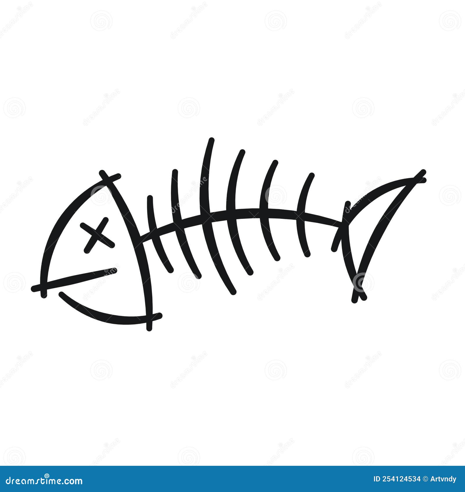 Hand Drawn Fishbone Illustration Stock Vector - Illustration of ...