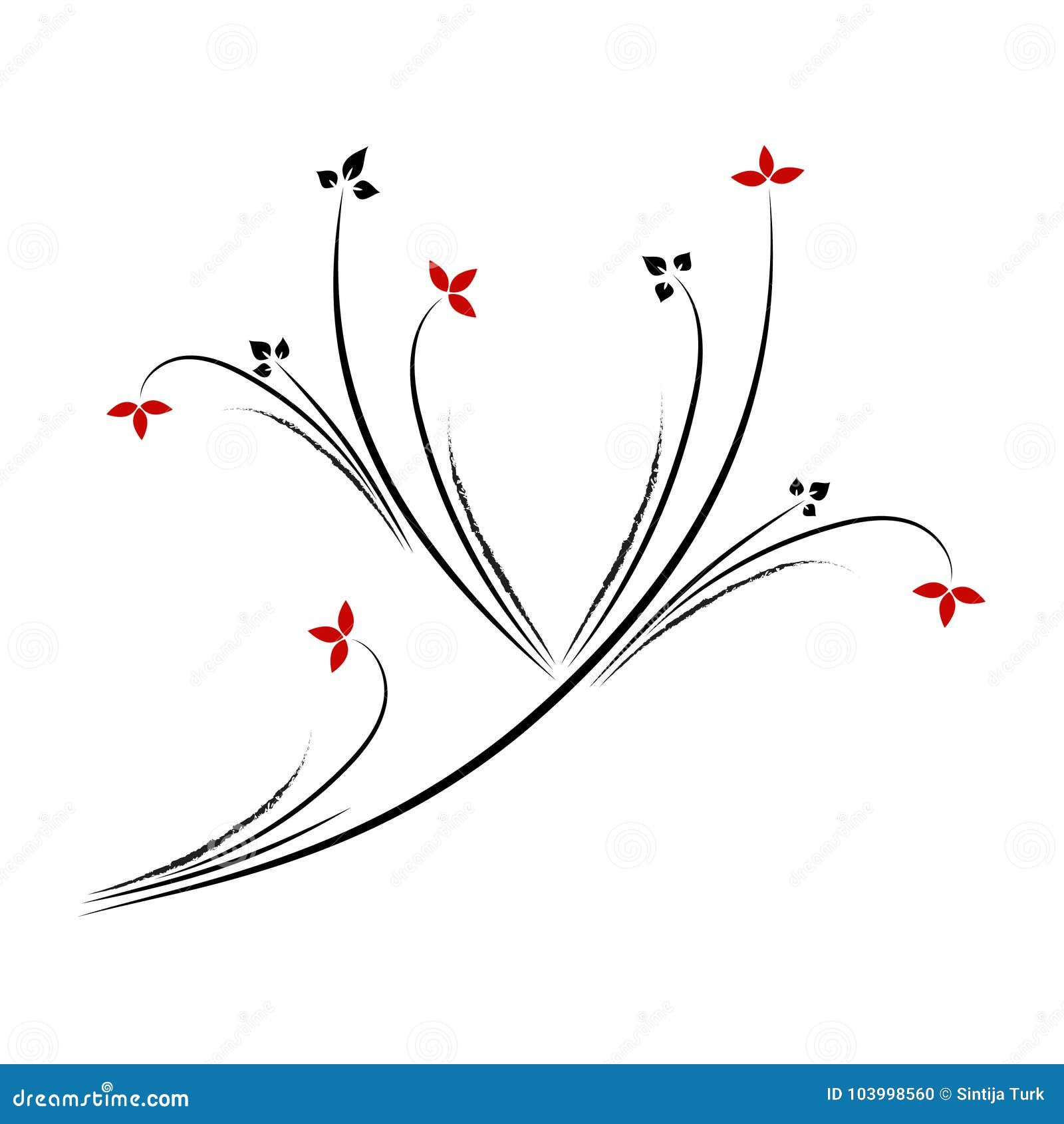 Line Art Floral Pattern in the Shape of Letter Y on White Background ...