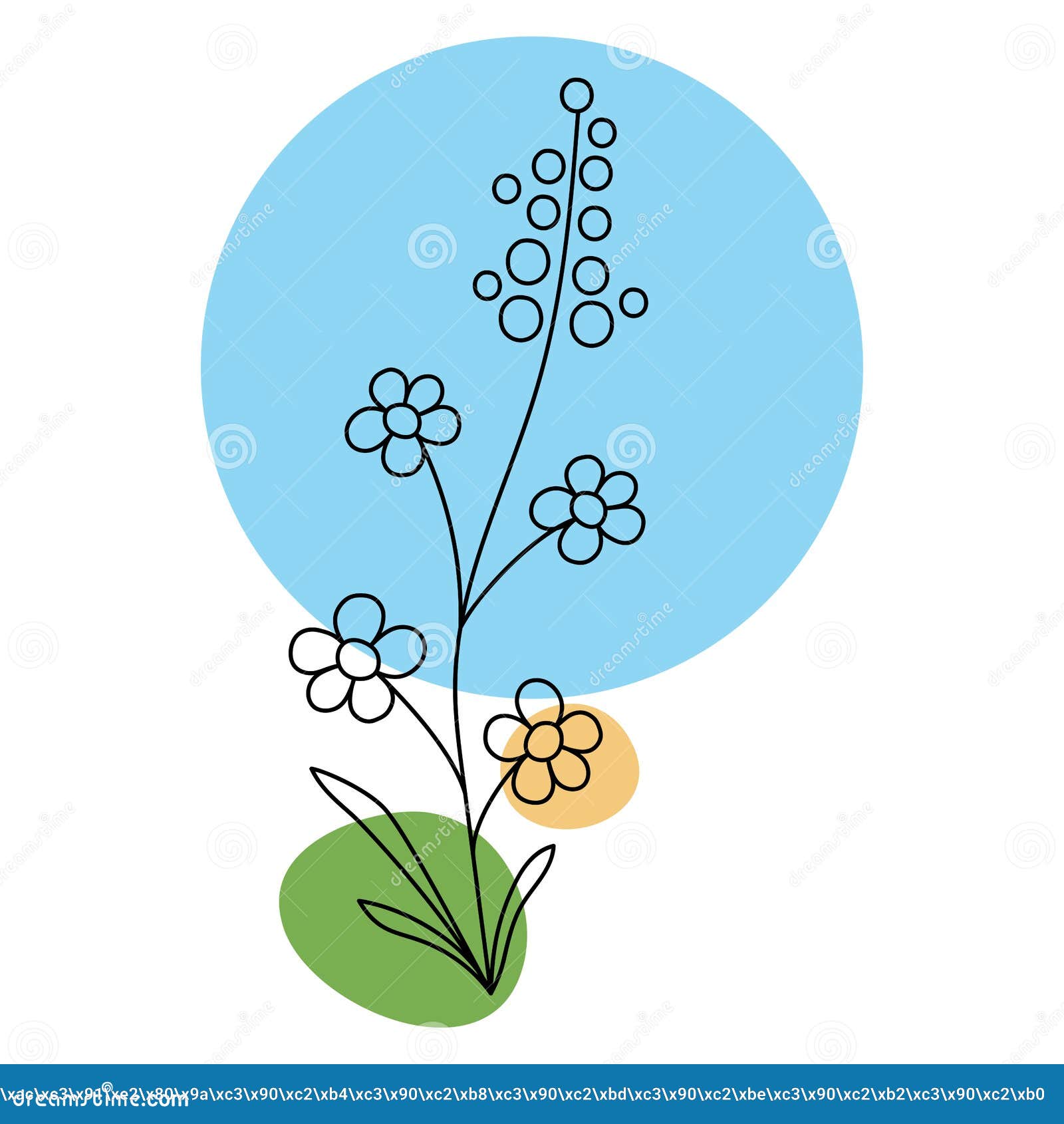 Line Art Flower Forget-me-not Stock Vector - Illustration of flower ...