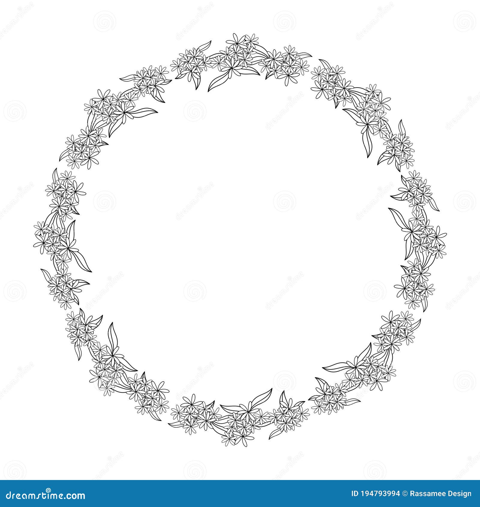 Line art of flowers wreath stock illustration. Illustration of graphic ...