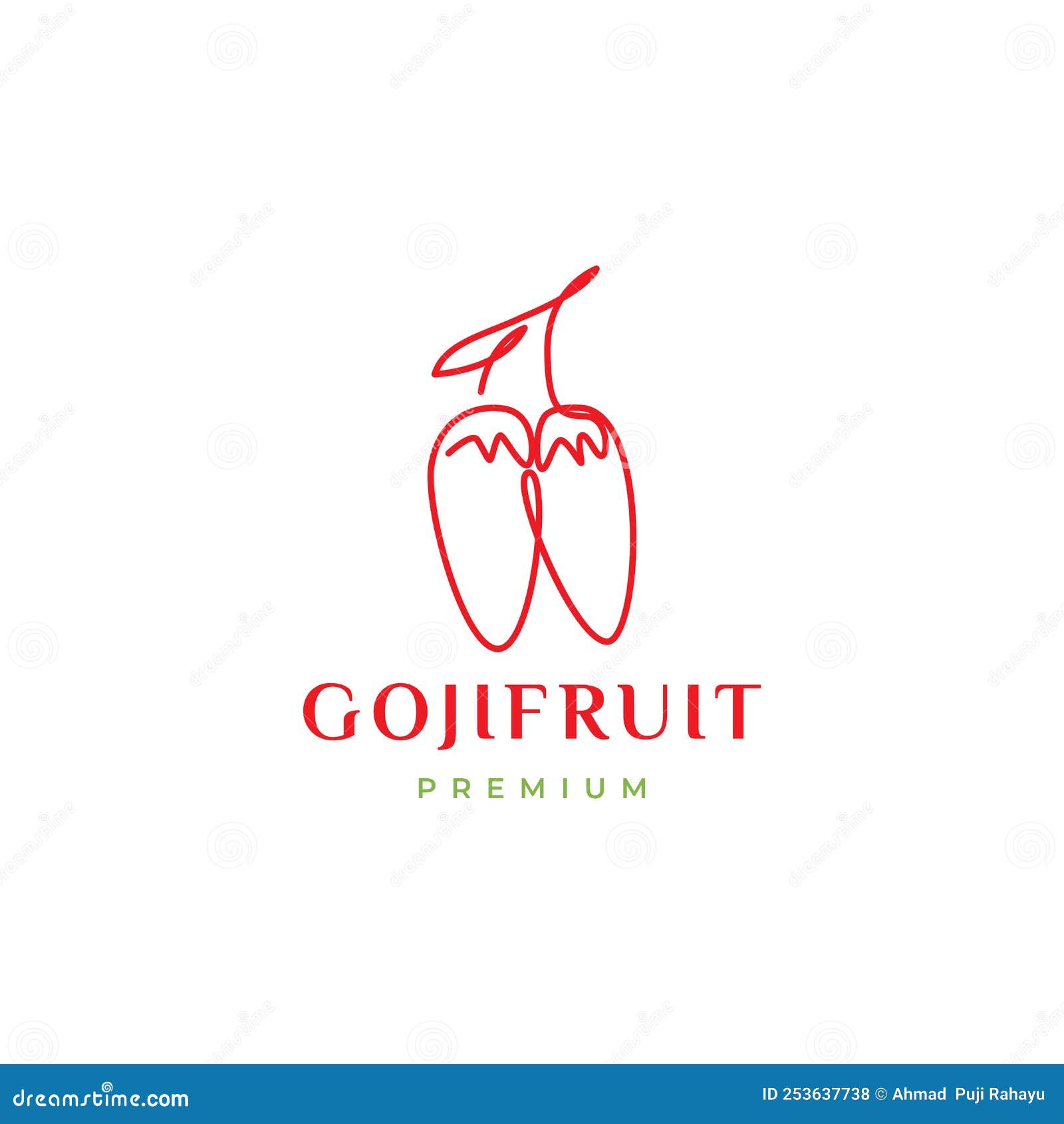 Line Art Fruit Goji Logo Design Stock Vector - Illustration of ...