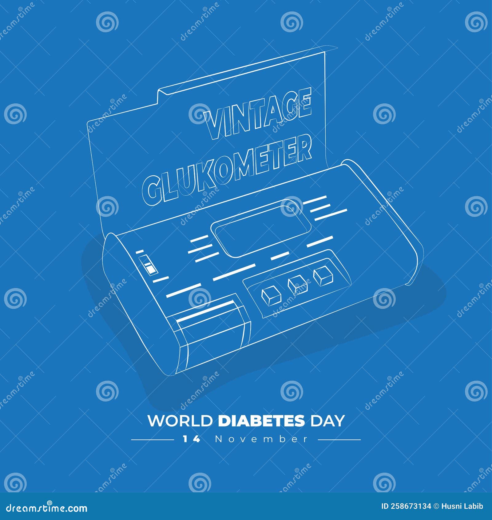 Line Art of Glucometer Design for World Diabetes Day Template in Blue ...