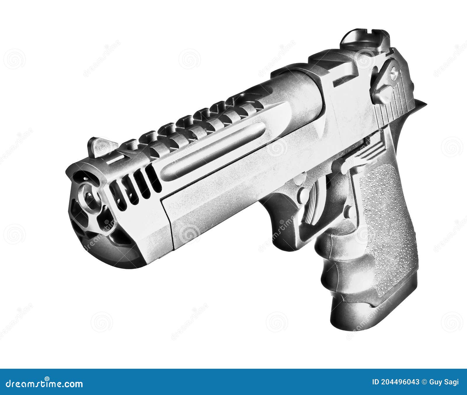 Line Art of a High Powered Semi Automatic Handgun on White Stock ...
