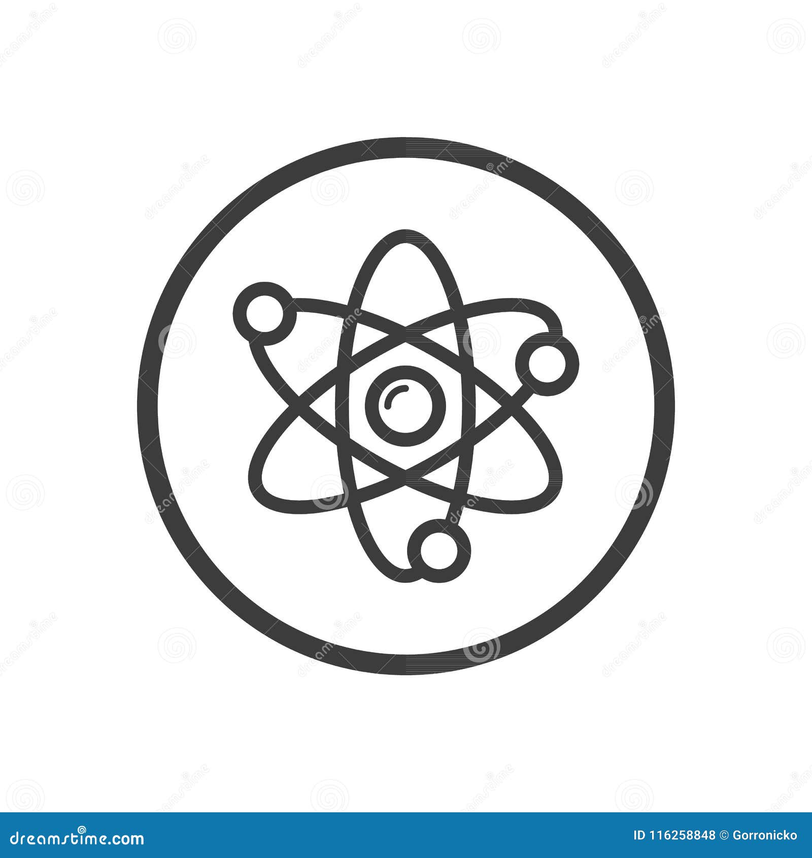 Line Art Icon of Atom in a Round Frame Stock Vector - Illustration of ...
