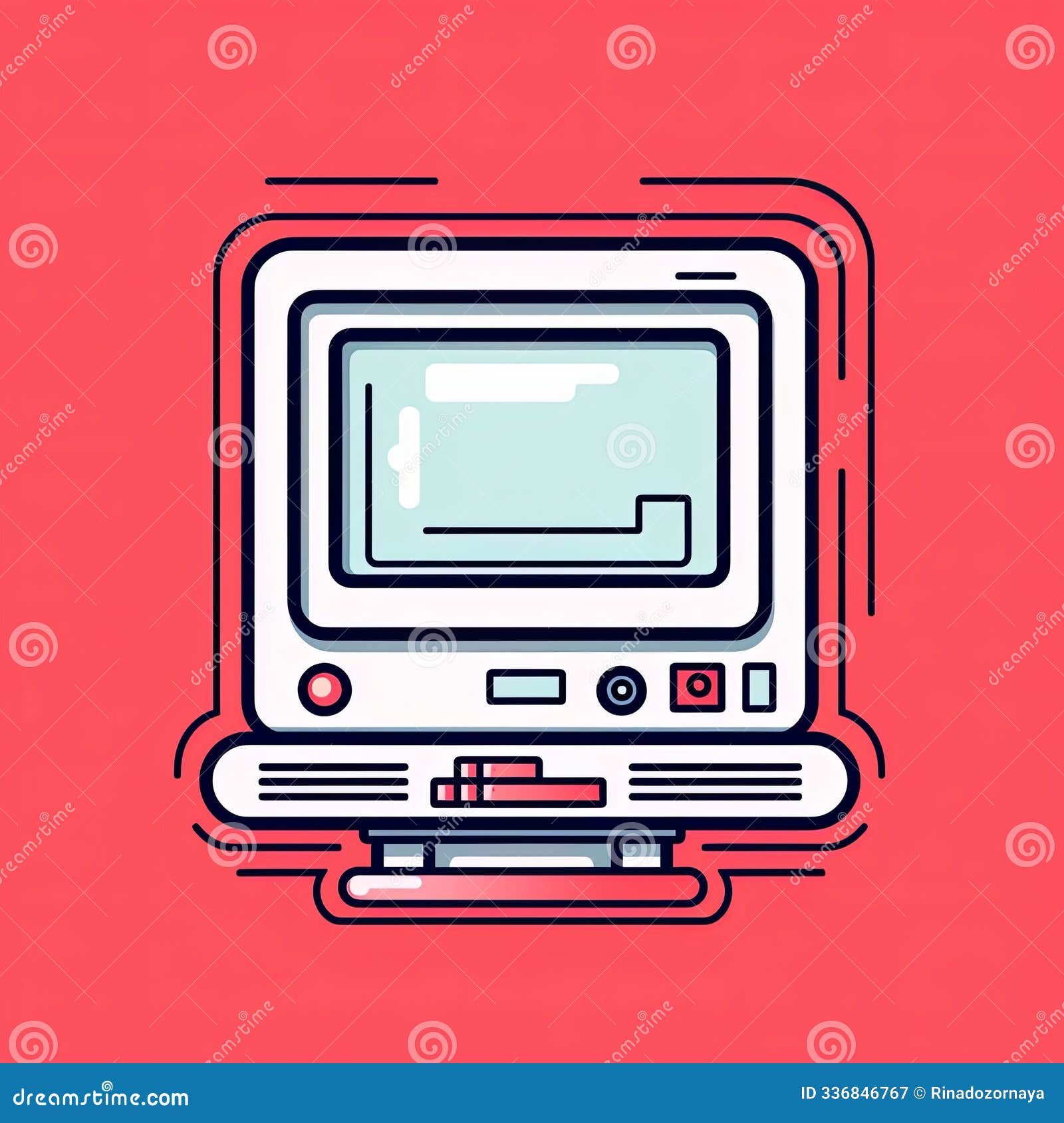 Line Art, Icon of a Computer. Stock Illustration - Illustration of ...