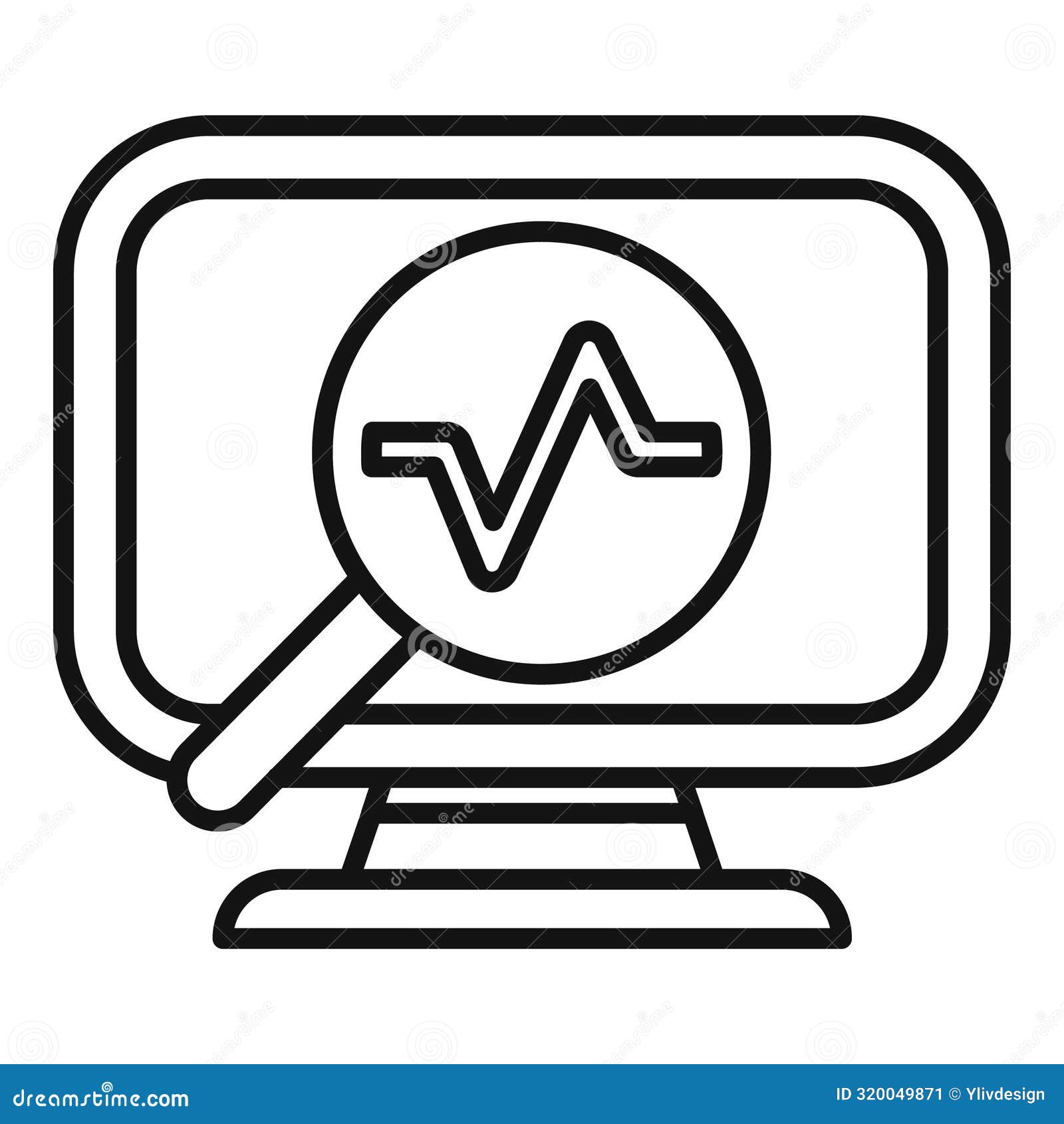 Computer Monitor with Magnifying Glass Line Icon Stock Vector ...