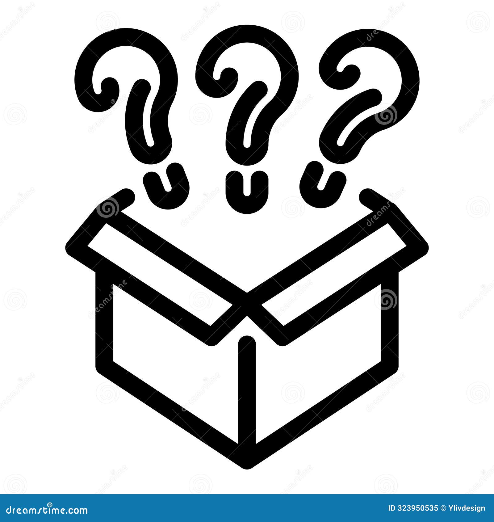 Open Box with Question Marks Appearing from within Stock Illustration ...