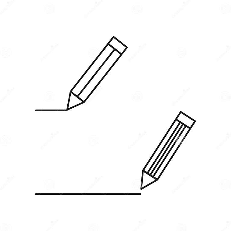 Line Art Icon Pencils Write. Vector Illustration Stock Vector ...