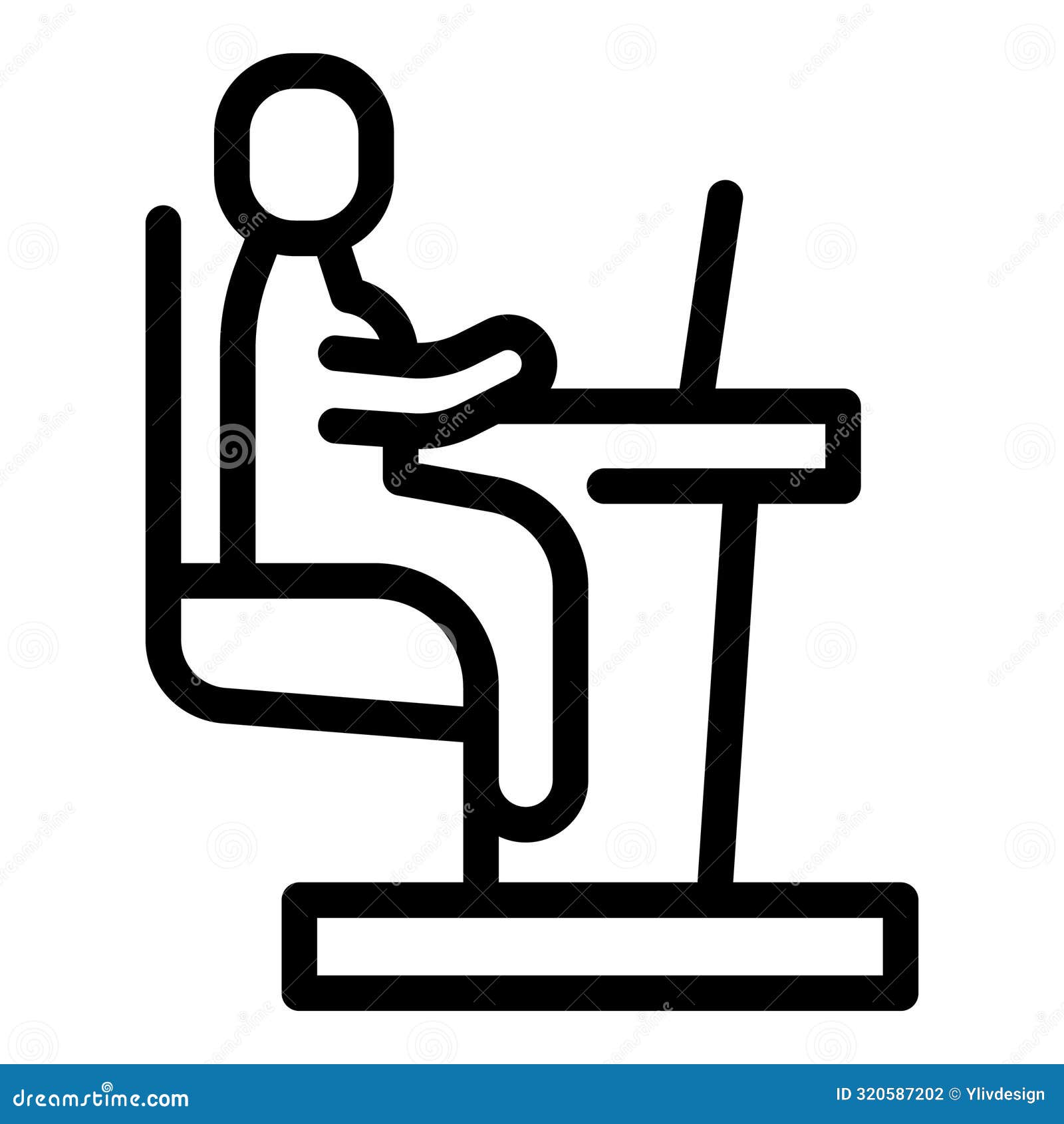 Line Art Icon of Person at Desk Stock Vector - Illustration of ...