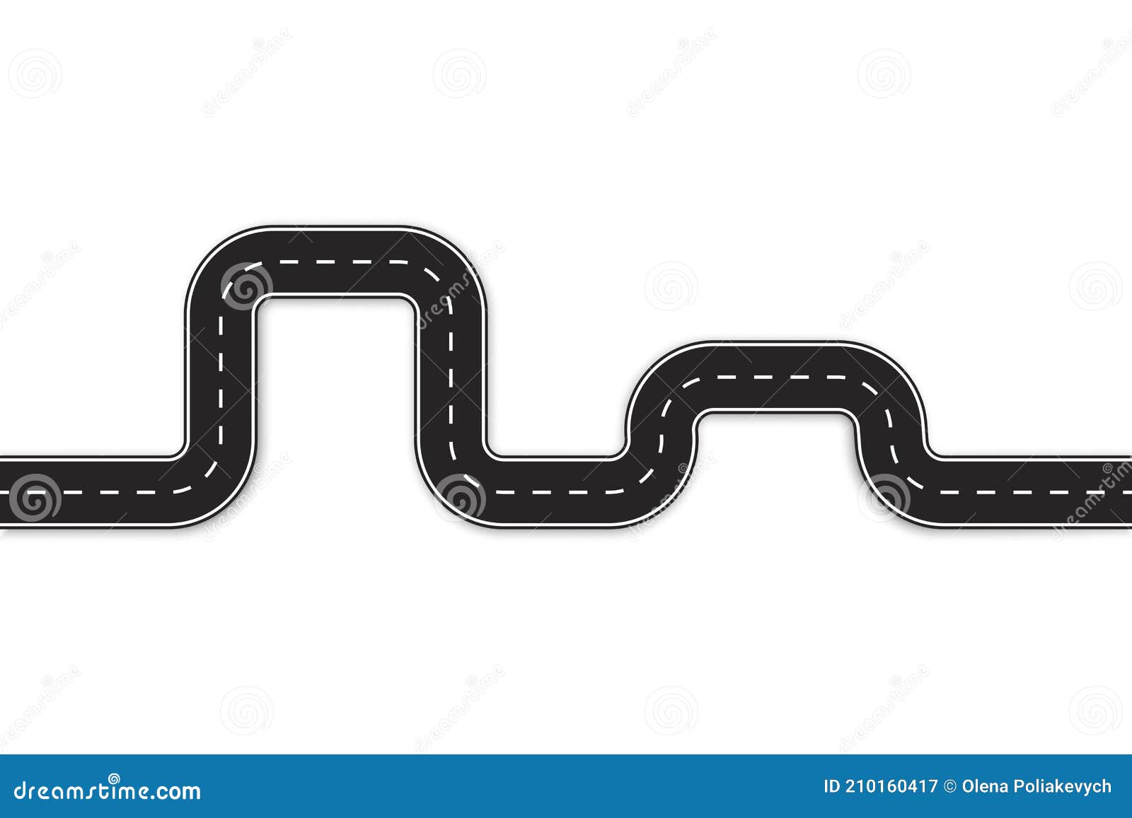 Line Art Icon with Road on White. Road in Flat Style. Horizontal View ...