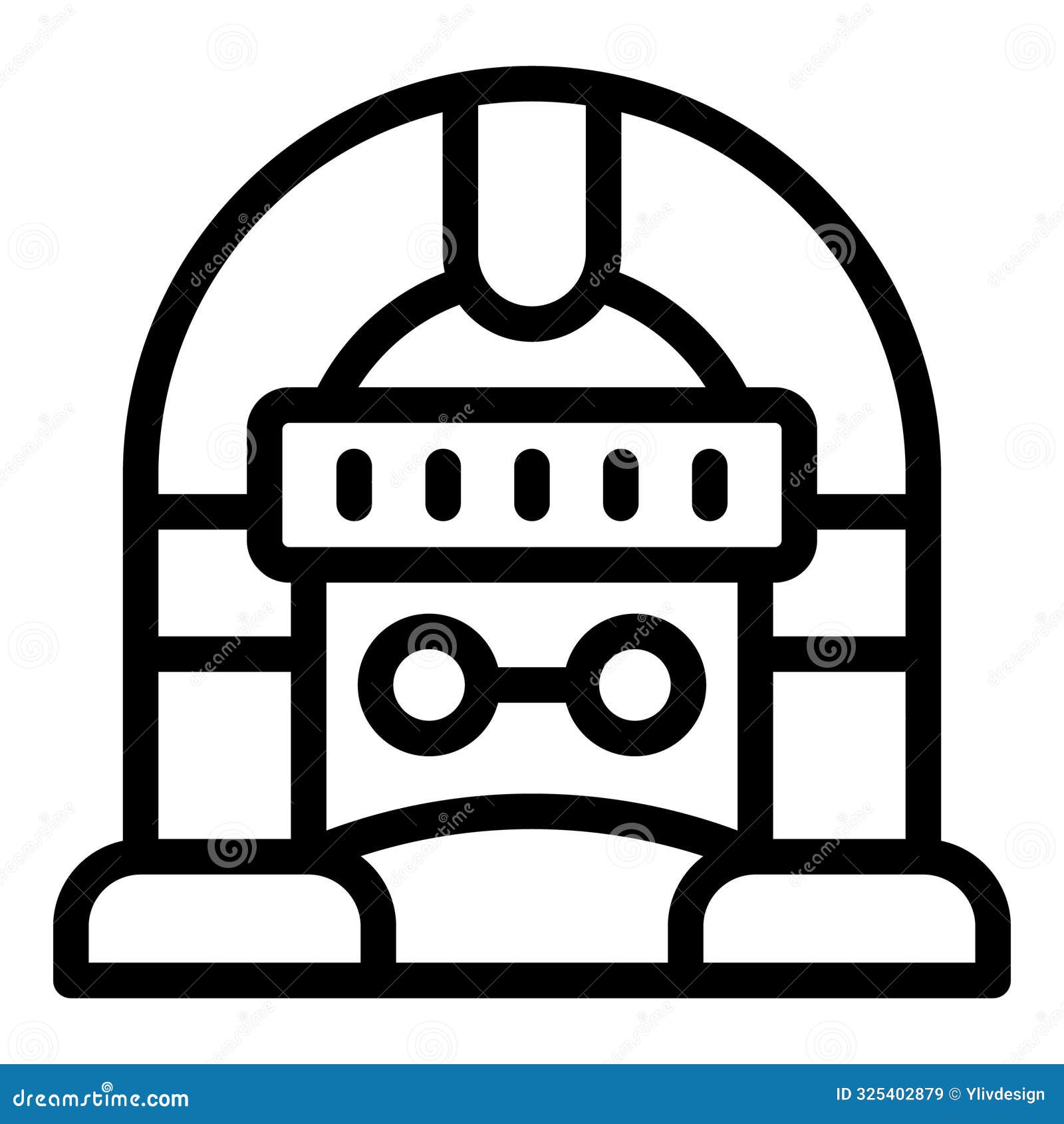 Line Art Icon of a Robot Standing Inside a Capsule Stock Illustration ...