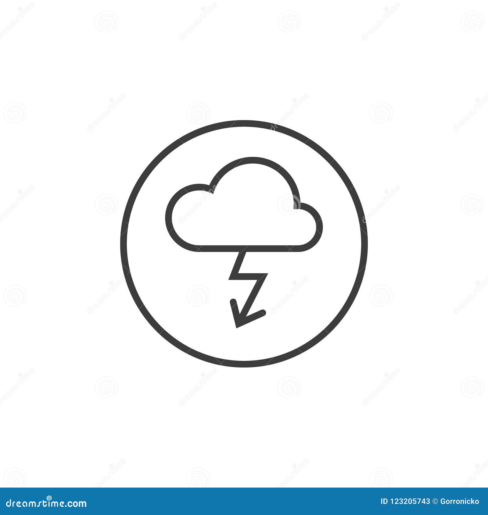 Line Art Icon of Thunder Storm Cloud in a Round Frame Stock Vector ...