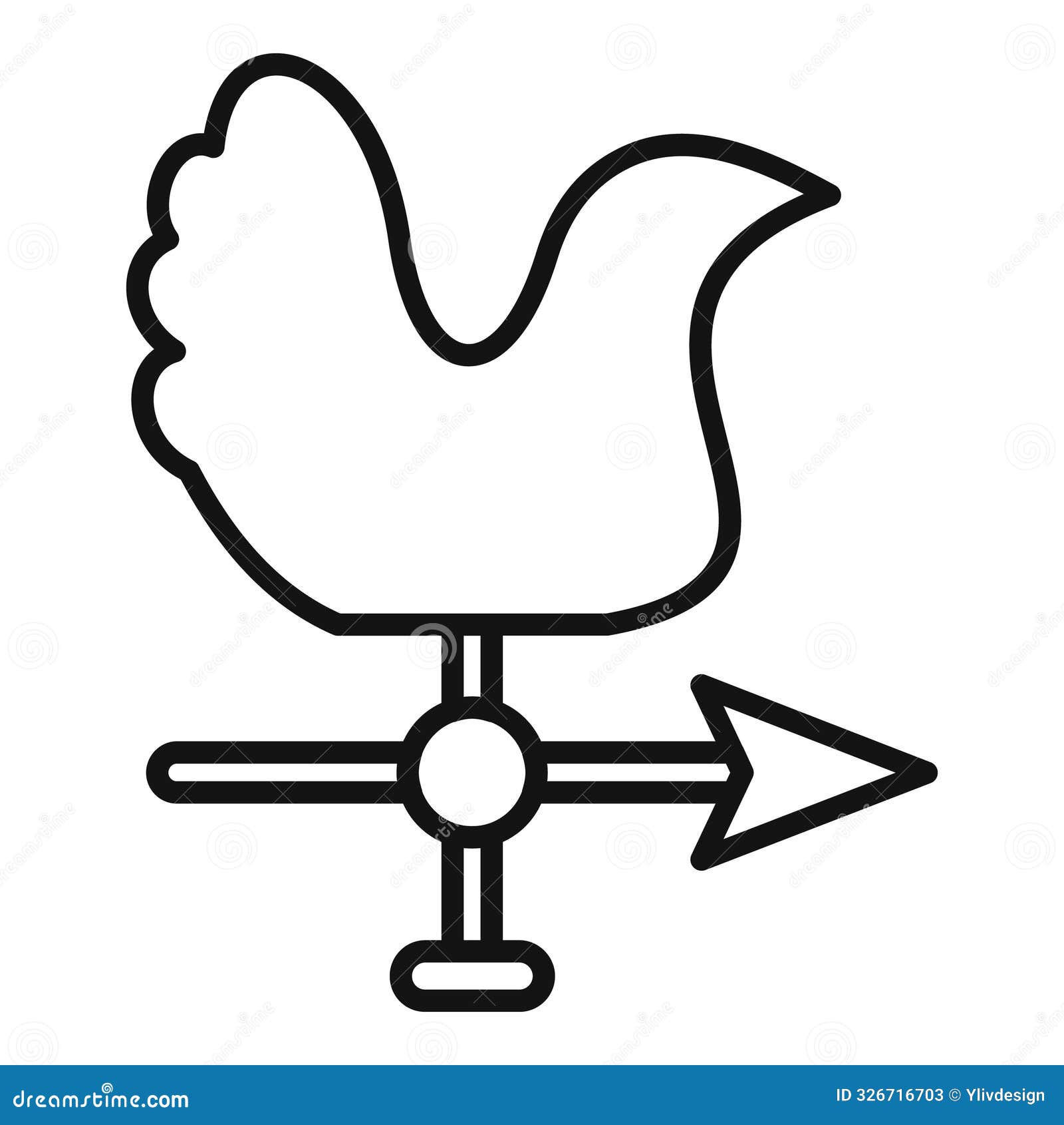 Line Art Icon of a Wind Direction Indicator in the Shape of a Chicken ...