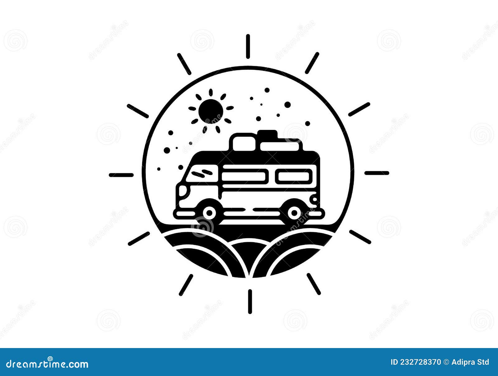 Line Art Illustration of Campervan Stock Vector - Illustration of ...
