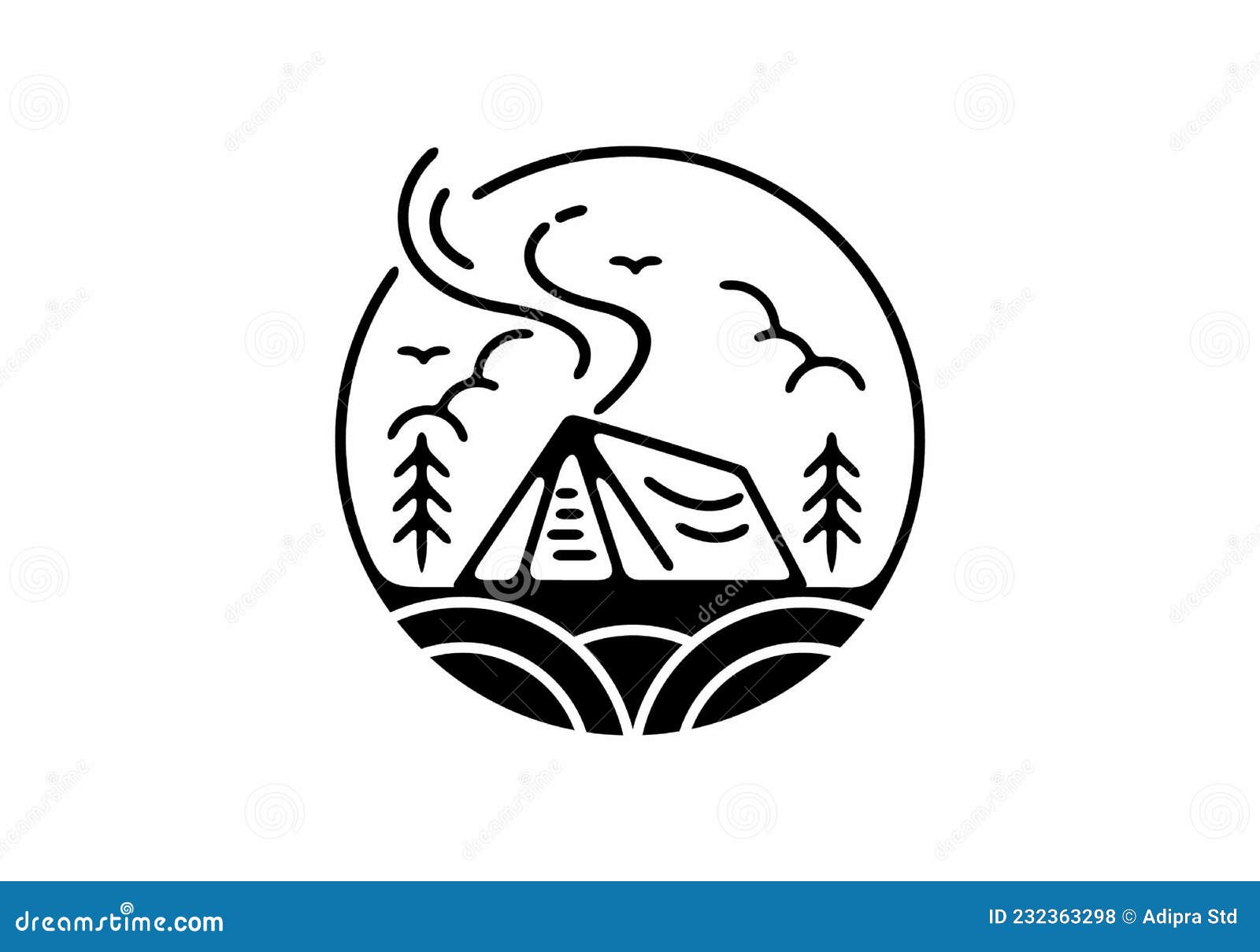 Line Art Illustration of Camping Stock Vector - Illustration of icon ...