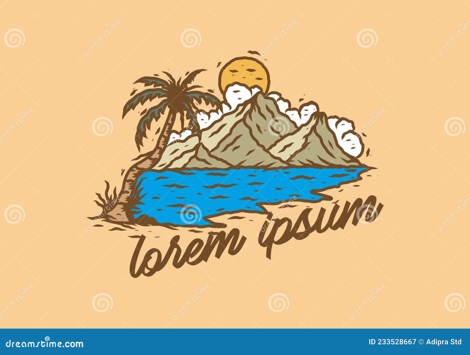 Line Art Illustration Drawing of Beach Stock Vector - Illustration of ...