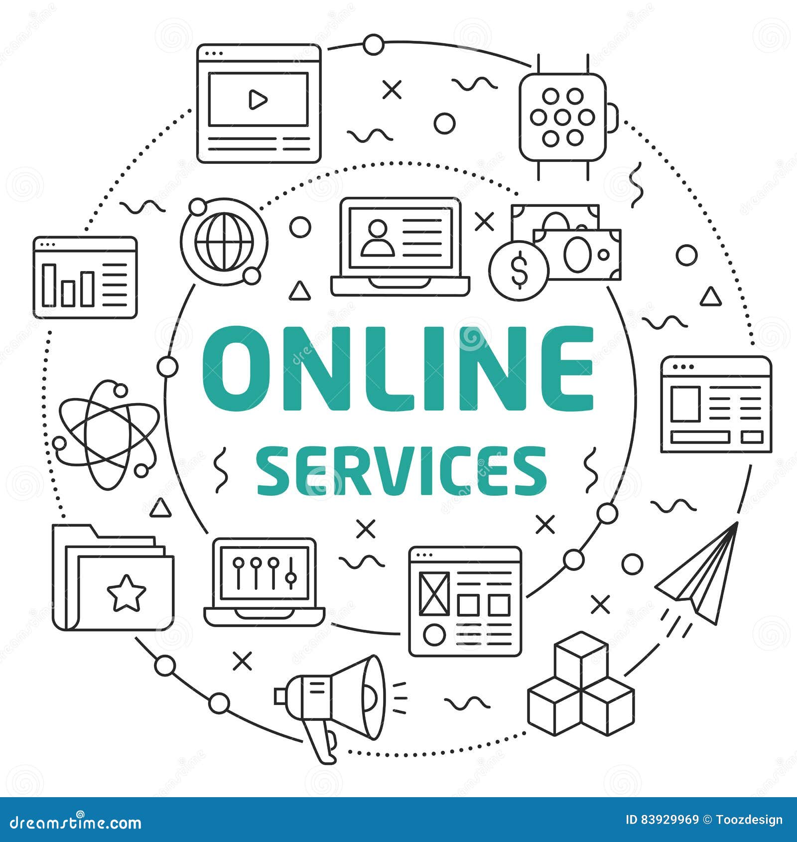 Line Art Illustration in Flat Styles Stock Vector - Illustration of ...