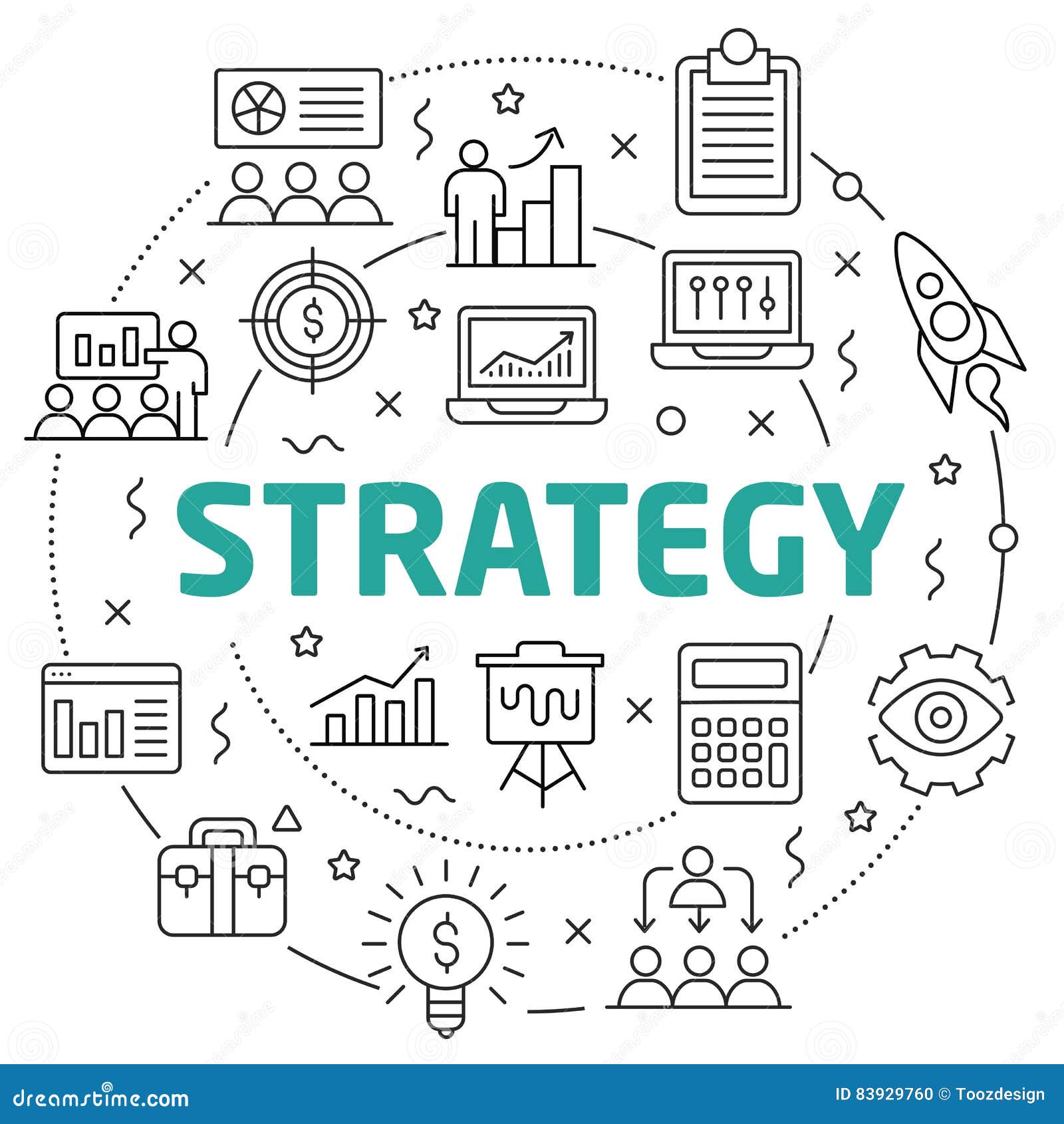 Line Art Illustration in Flat Styles Stock Vector - Illustration of ...