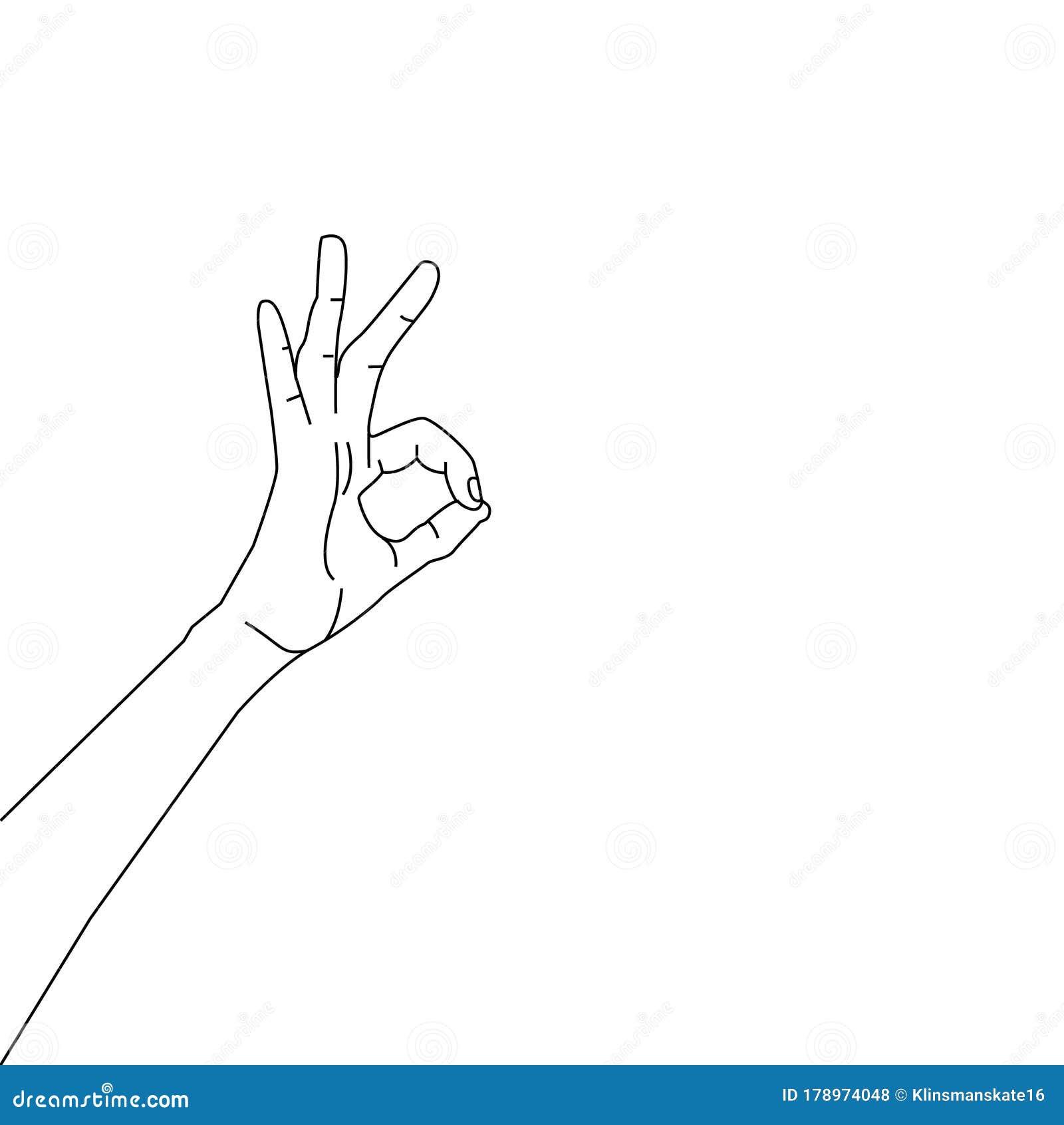Line Art Illustration Gesture Hand Ok Stock Illustration - Illustration ...