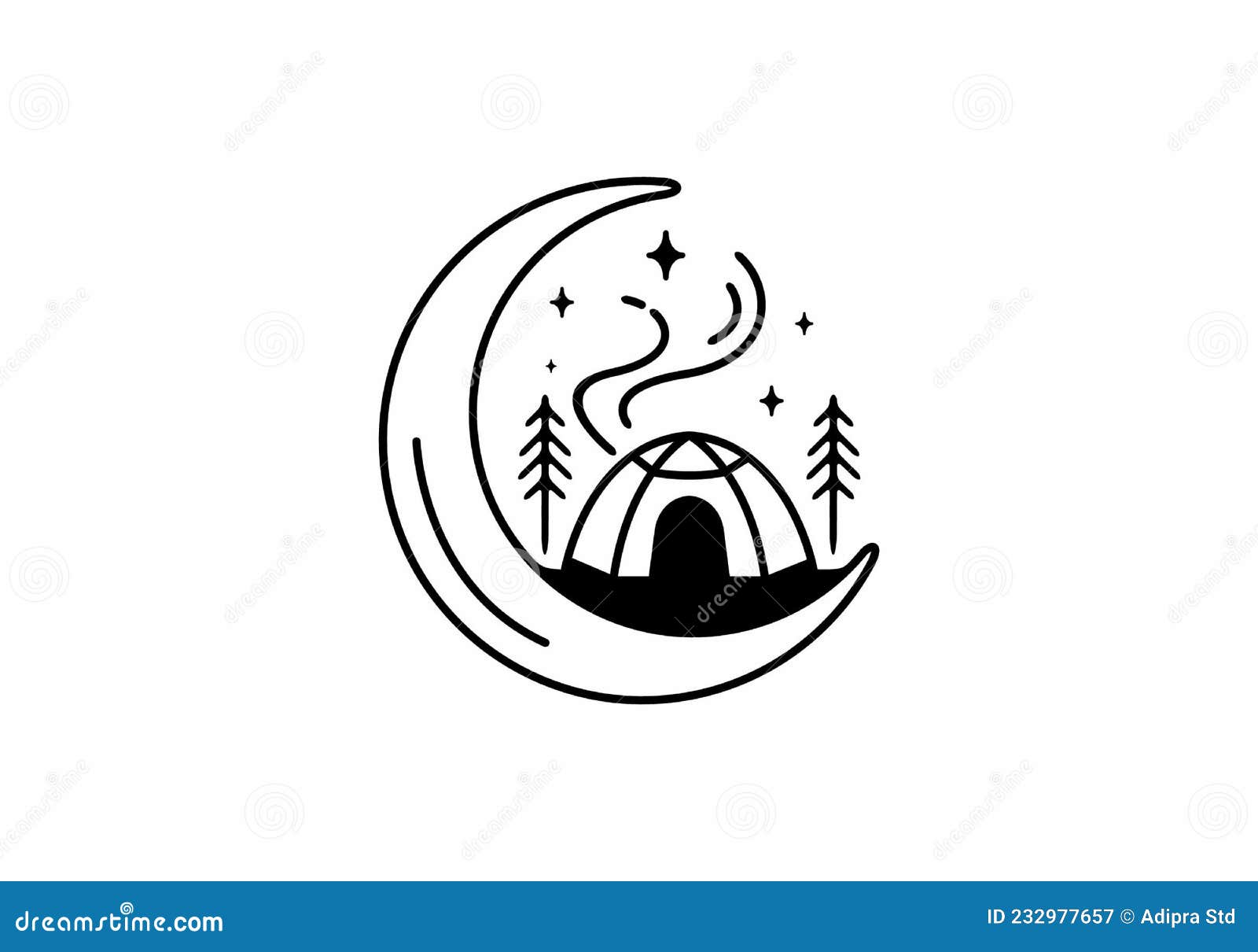 Line Art Illustration Graphic of Camping Stock Vector - Illustration of ...