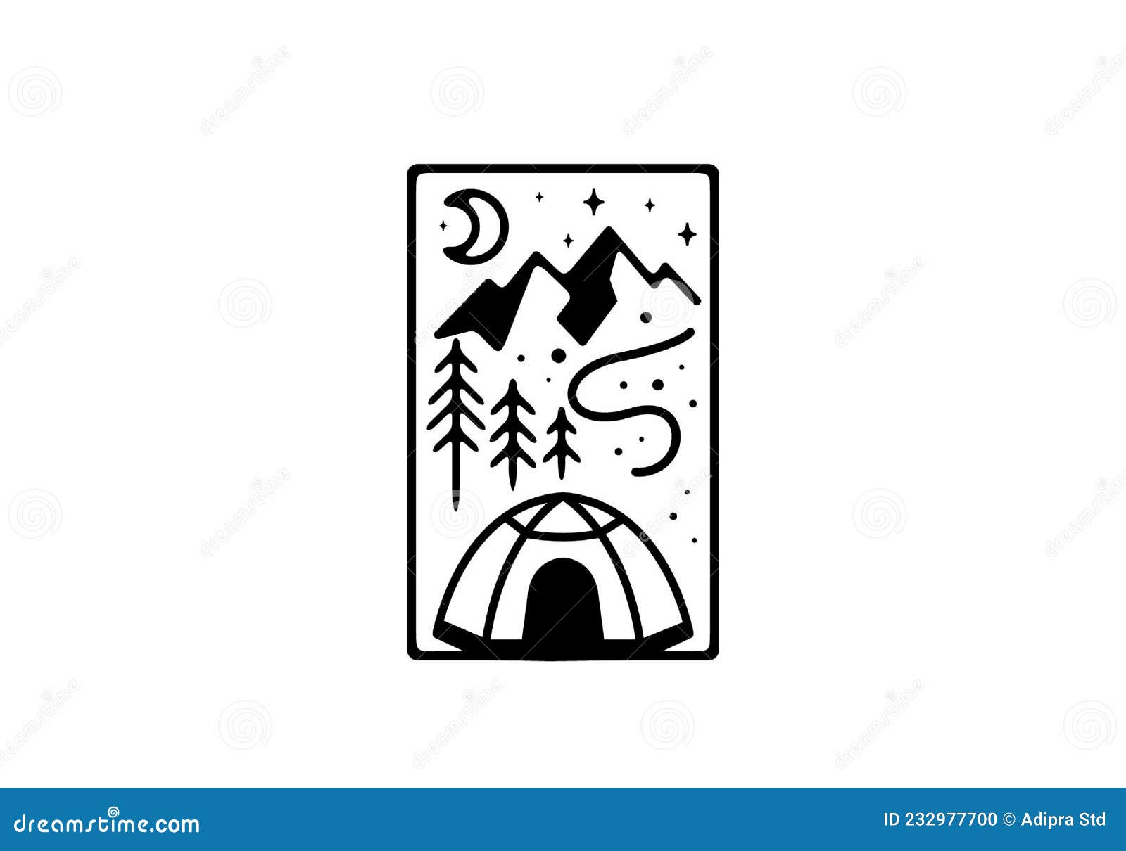 Line Art Illustration Graphic of Camping Stock Vector - Illustration of ...