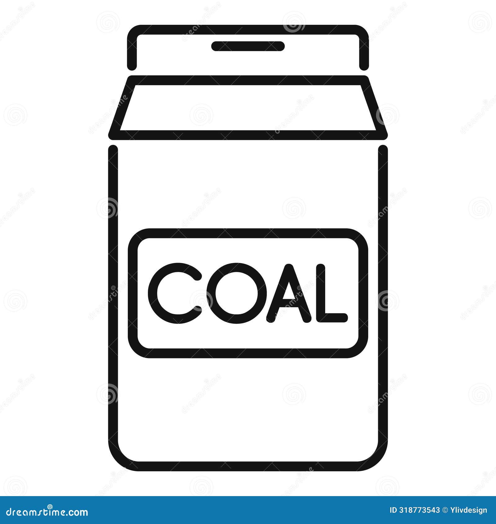Line Art Illustration of a Labeled Coal Container, Suitable for Various ...