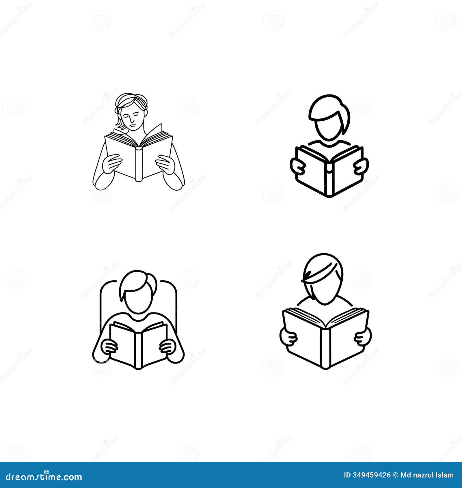 Person Reading Book On The Chair, Vector Cartoon Stick Figure ...