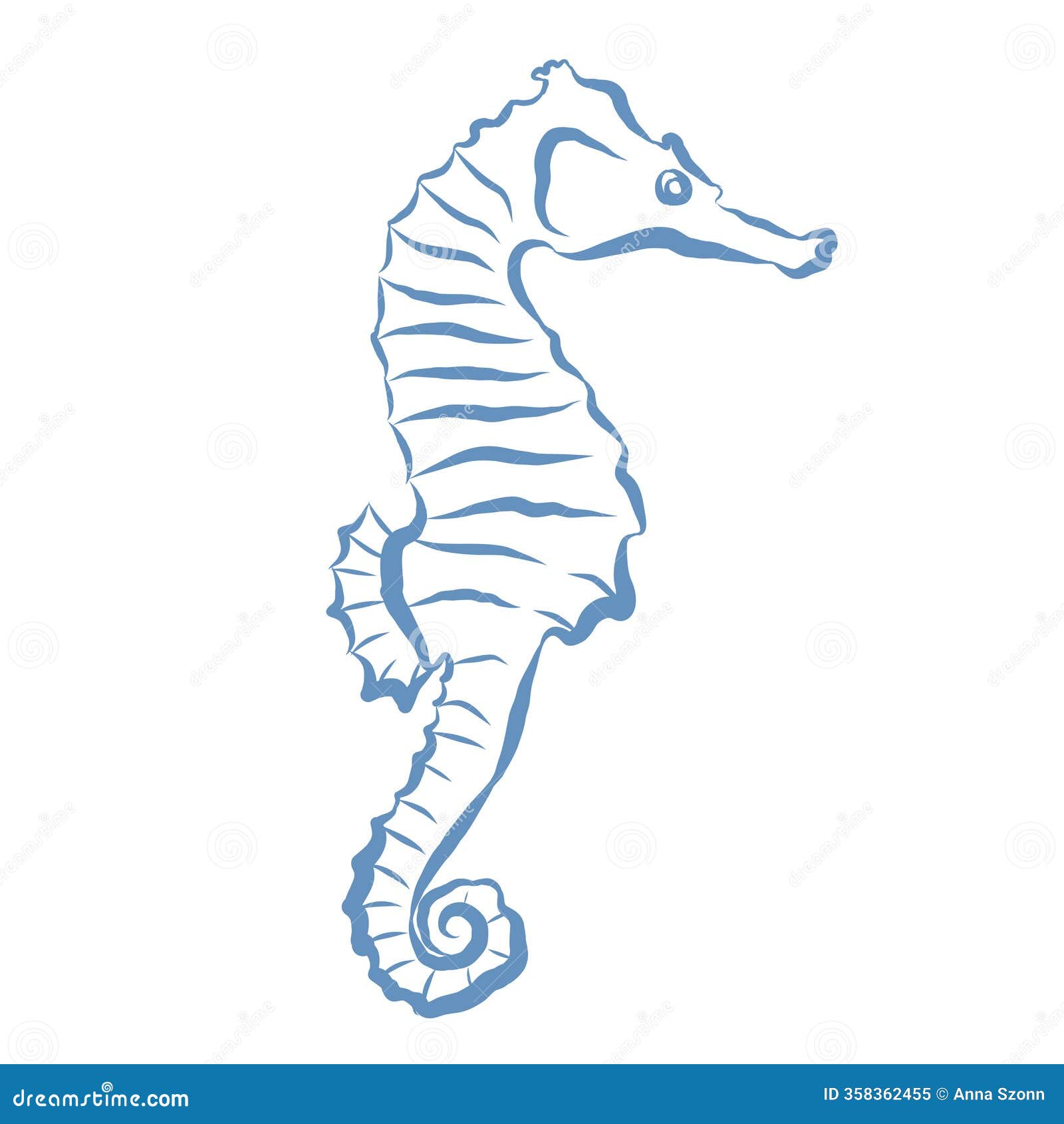 Line Art Illustration of Seahorse. Vector Stock Illustration ...