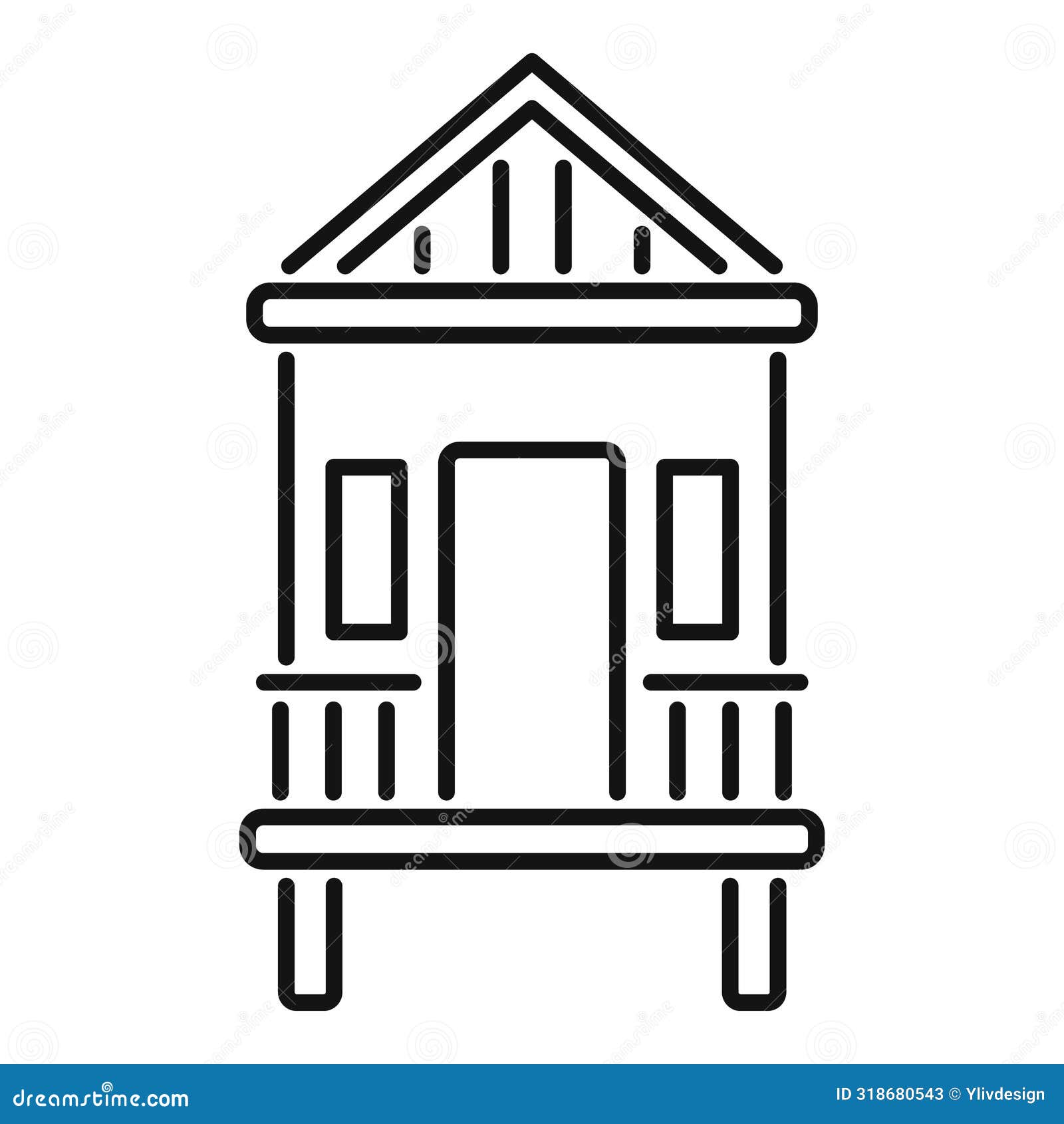 Line Art Illustration of a Simple House Stock Vector - Illustration of ...