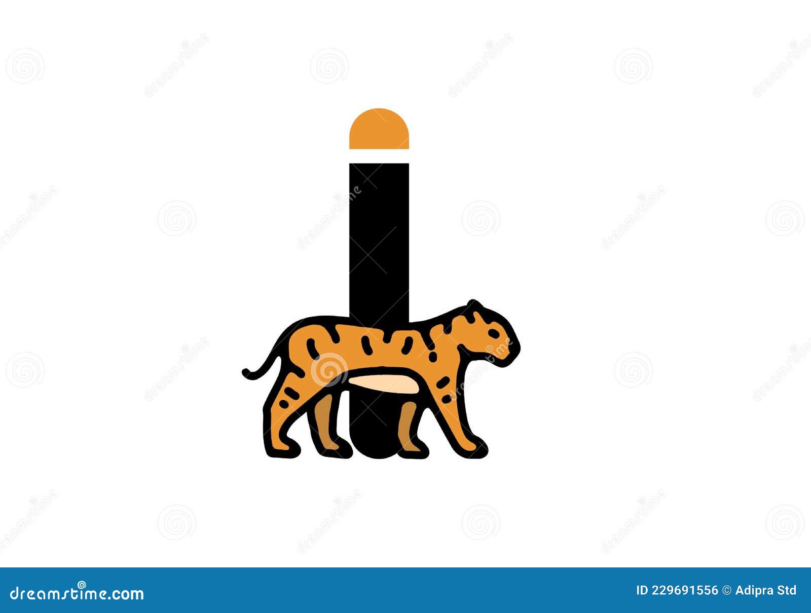 Line Art Illustration of Tiger with I Initial Letter Stock Vector ...
