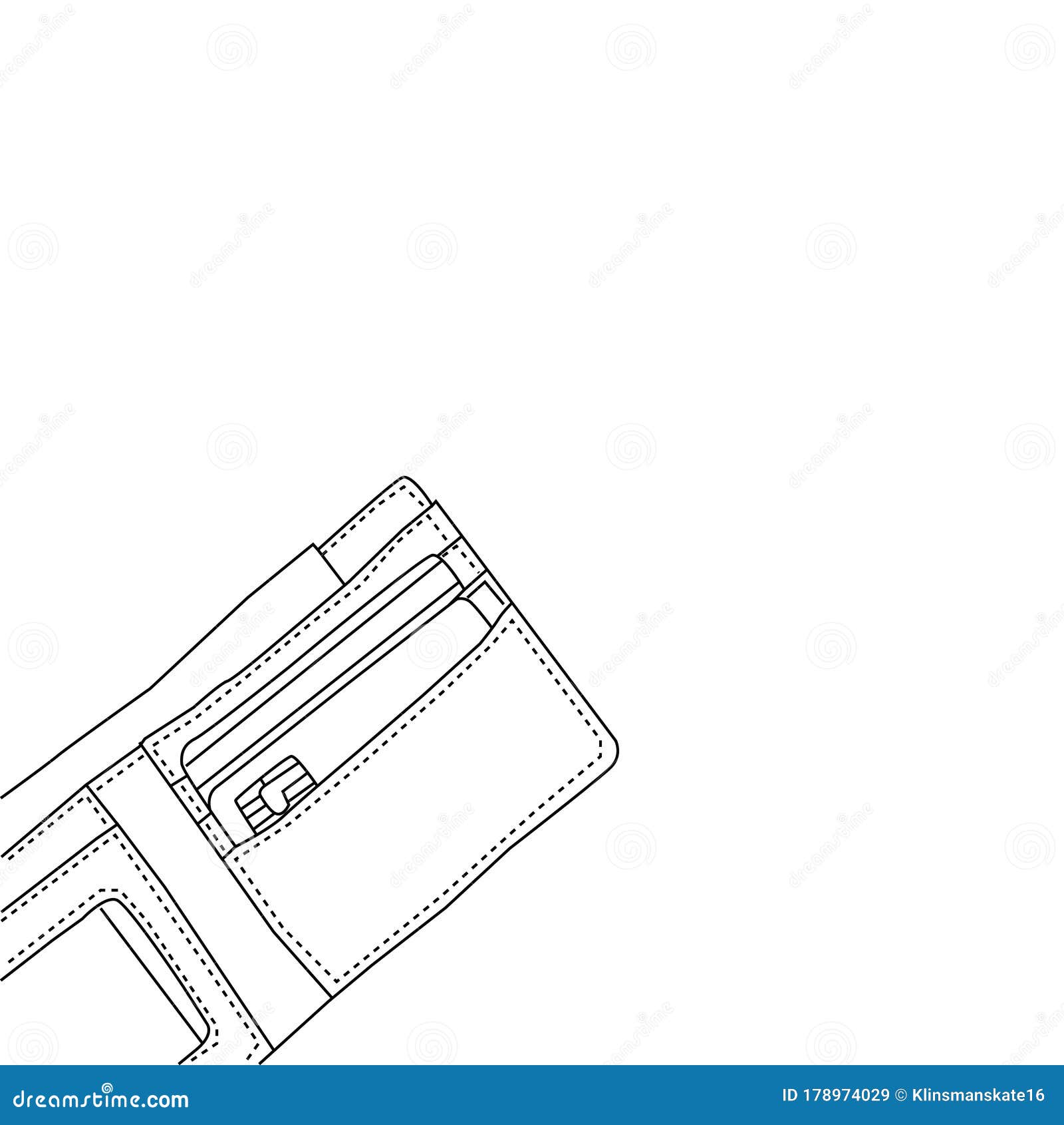 Line Art Illustration Wallet Isolated on White Background Stock ...