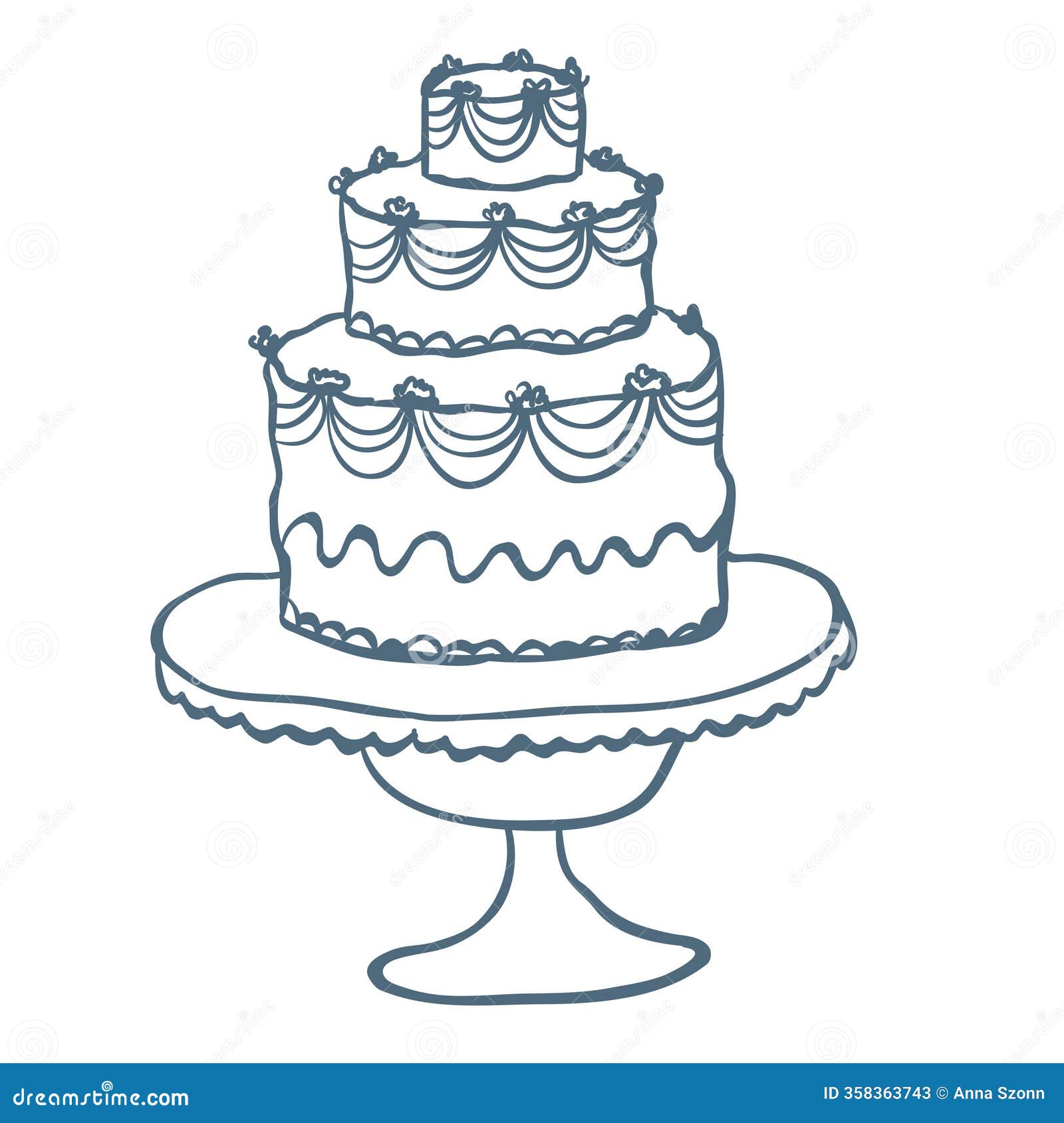 Line Art Illustration of Wedding Cake. Vector Stock Illustration ...