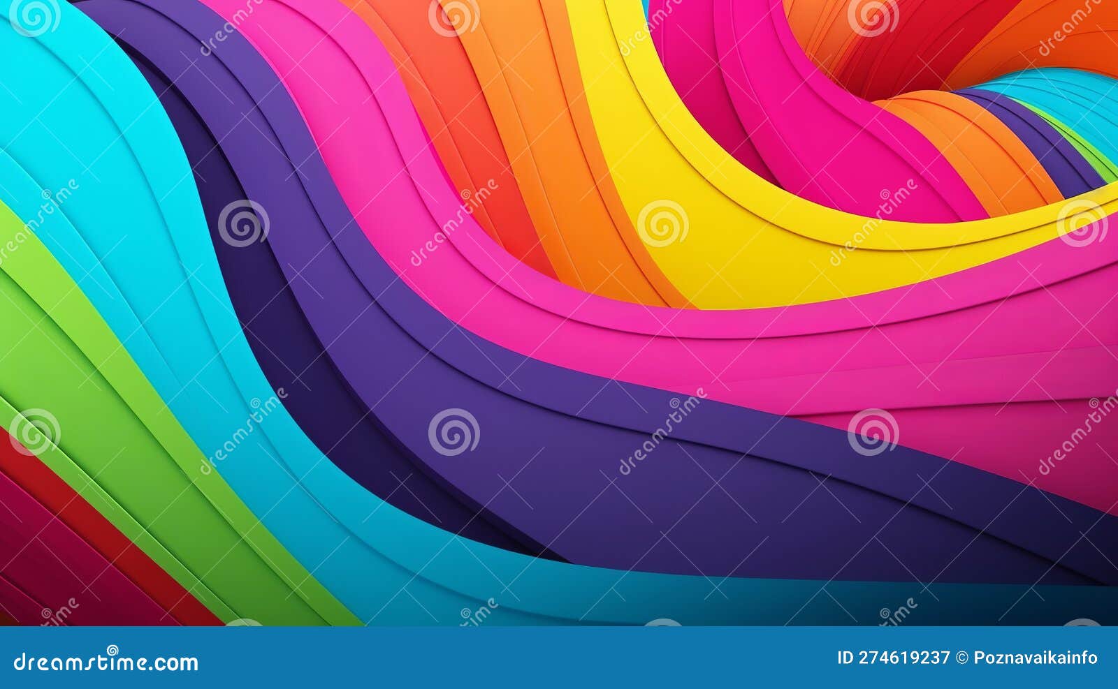 Line Art Image with Abstract Multicolored Bend Waves on Blue Background ...