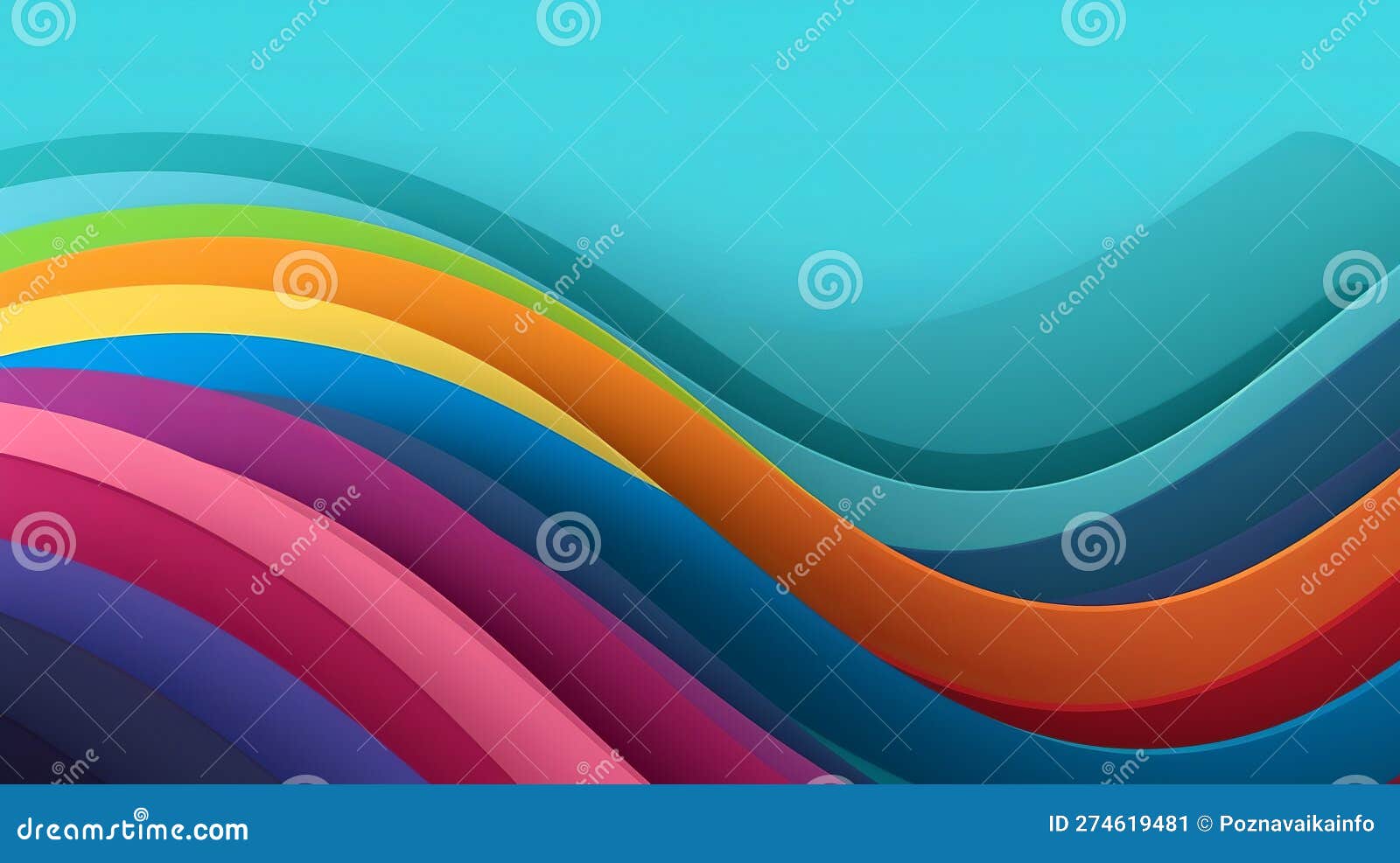 Line Art Image with Abstract Multicolored Bend Waves on Blue Background ...