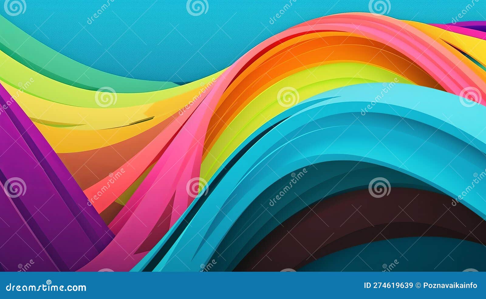 Line Art Image with Abstract Multicolored Bend Waves on Blue Background ...