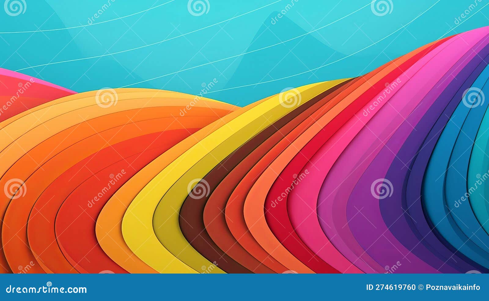 Line Art Image with Abstract Multicolored Bend Waves on Blue Background ...