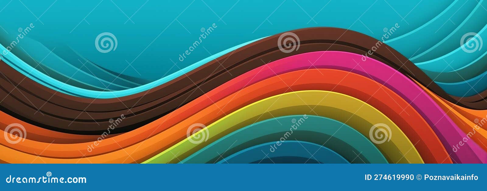 Line Art Image with Abstract Multicolored Bend Waves on Blue Background ...