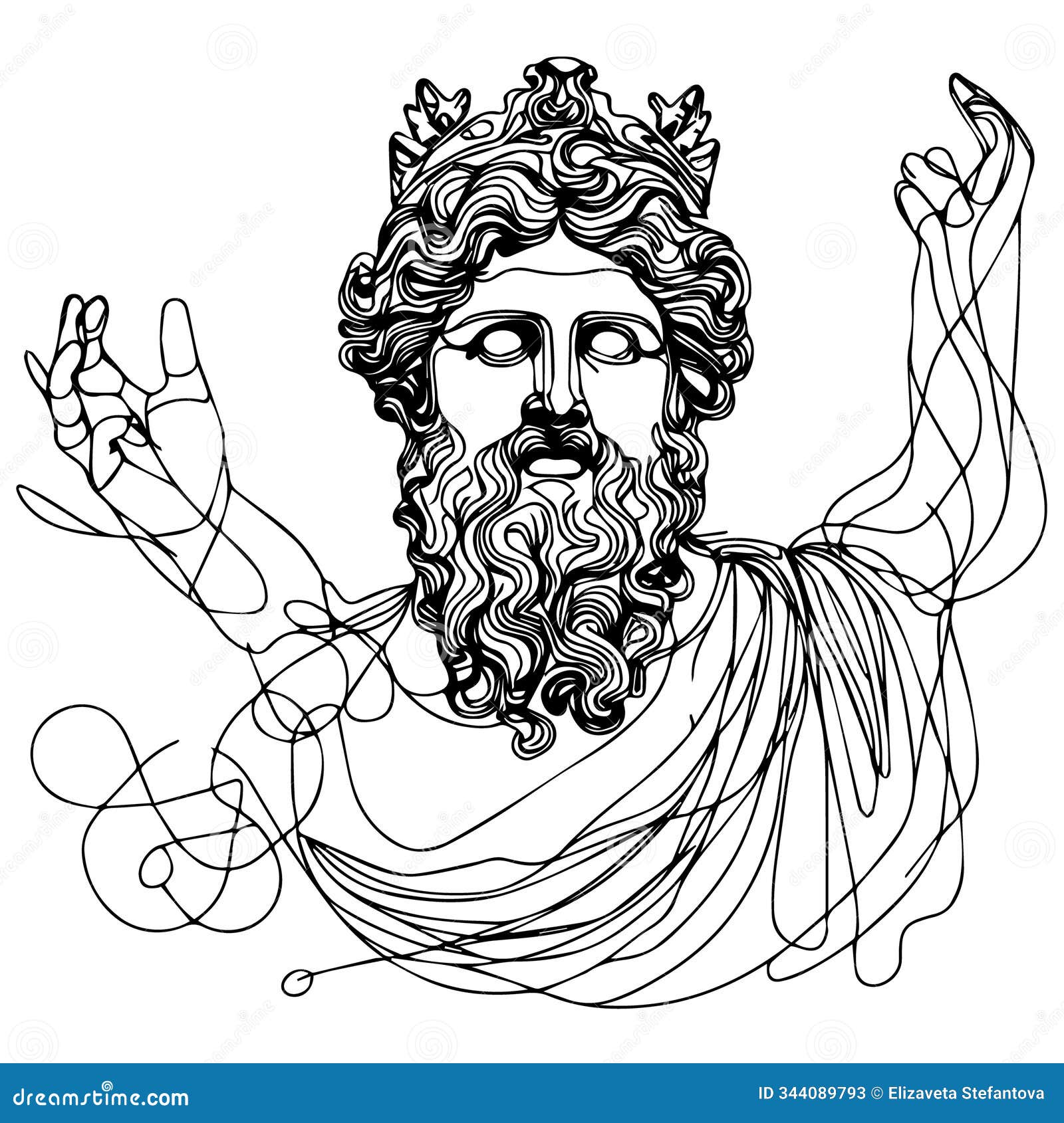 Line Art Image of a Greek God Stock Illustration - Illustration of font ...
