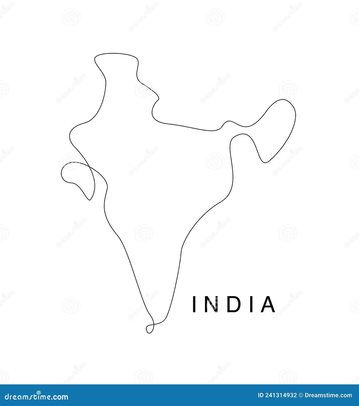 Line Art India Map. Continuous Line East World Map. Vector Illustration ...