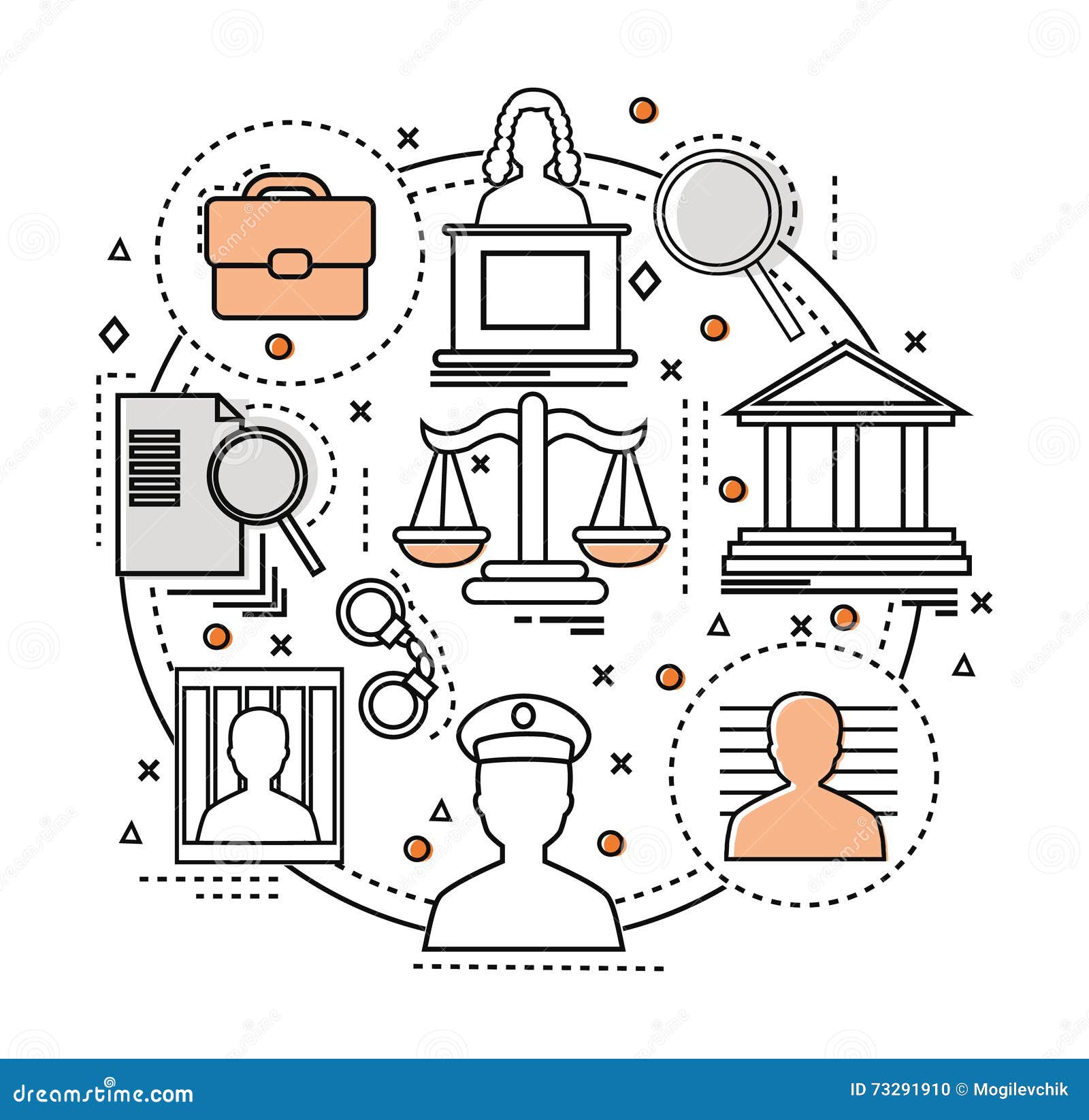 Line Art Judicial Concept stock vector. Illustration of court - 73291910
